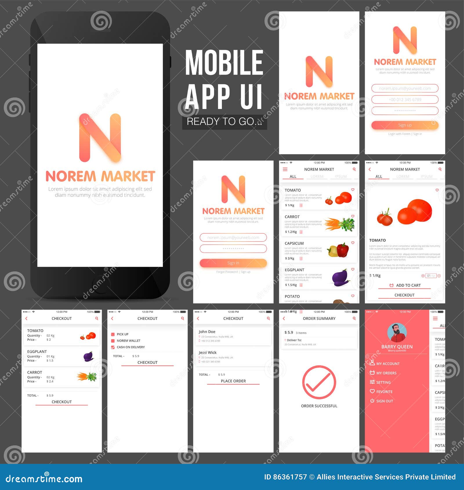 Online Shopping Mobile App UI Design. Stock Illustration - Illustration ... Online Shopping Mobile App UI Design. Stock Illustration - Illustration ...