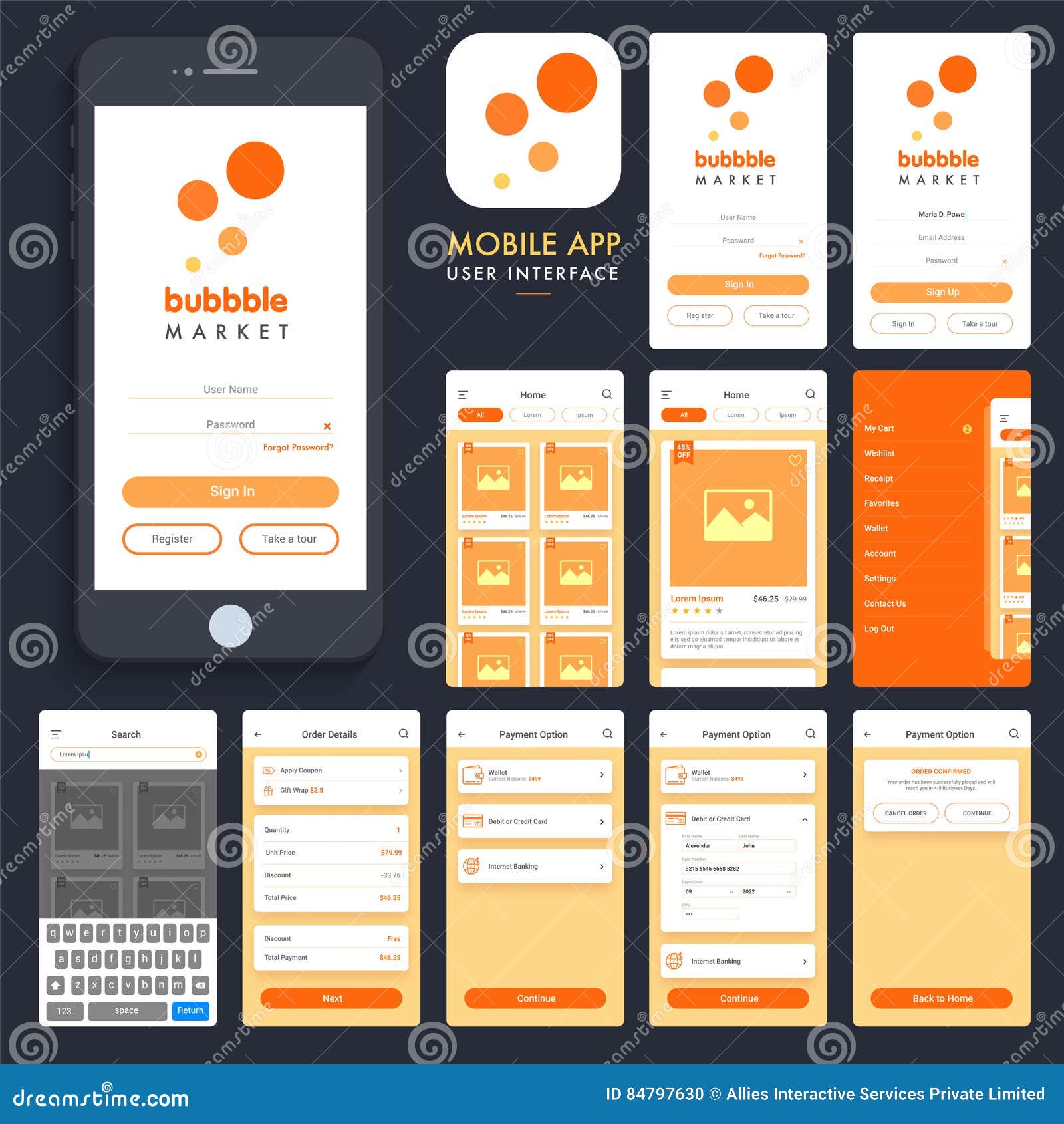Online Shopping Mobile App UI, UX Screens. Stock Illustration ... Online Shopping Mobile App UI, UX Screens. Stock Illustration ...