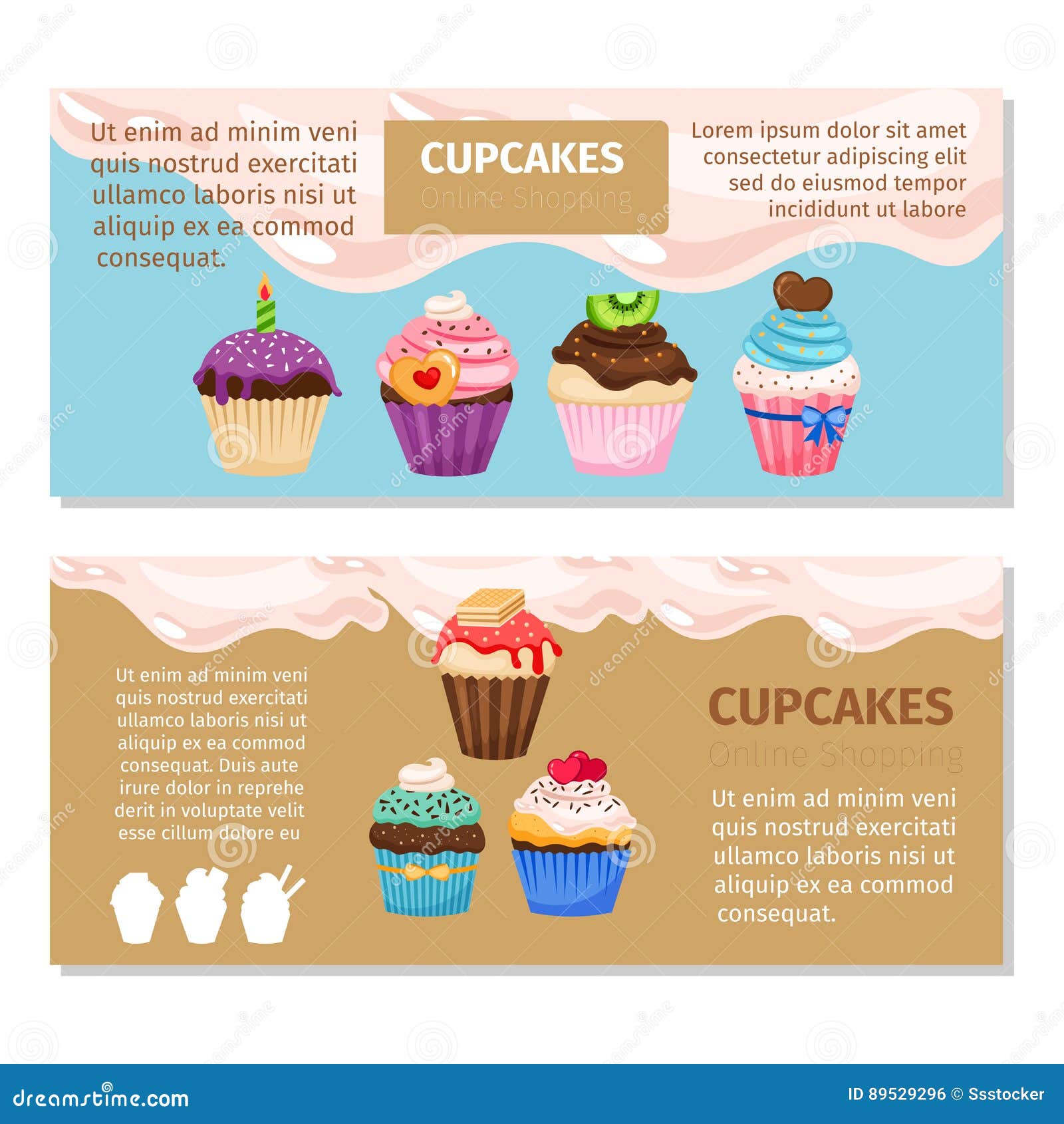 Online Shopping Muffin Flyers Design Stock Vector - Illustration of ...