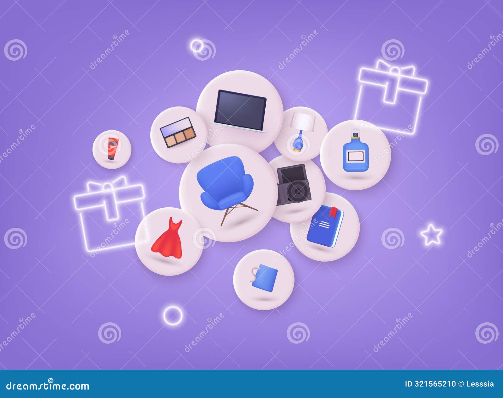 Online Shopping Objects on Application and Website Concept, Digital ...