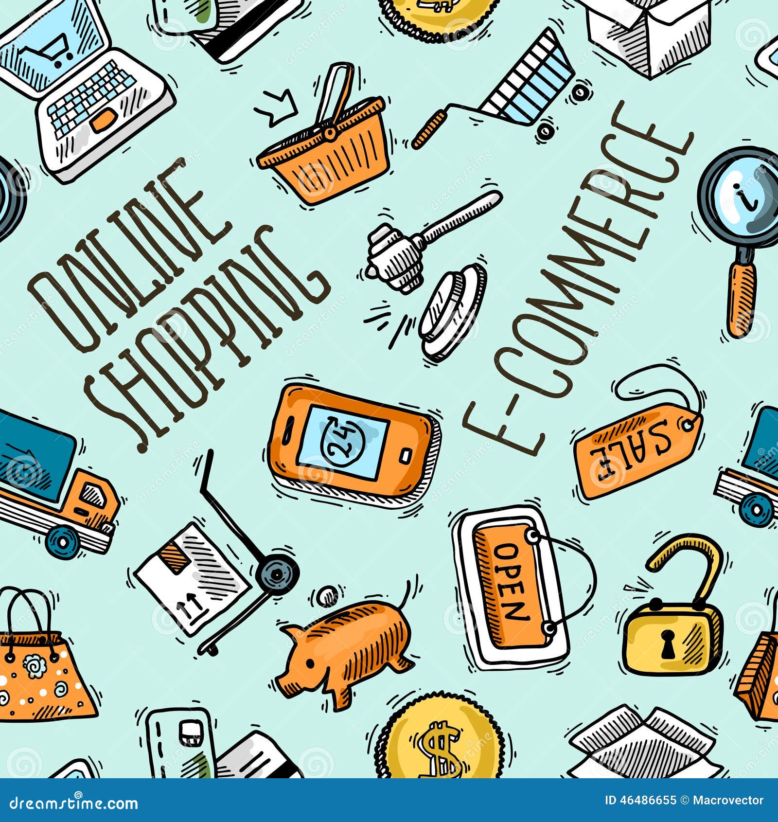 Online shopping pattern stock vector. Illustration of card - 46486655