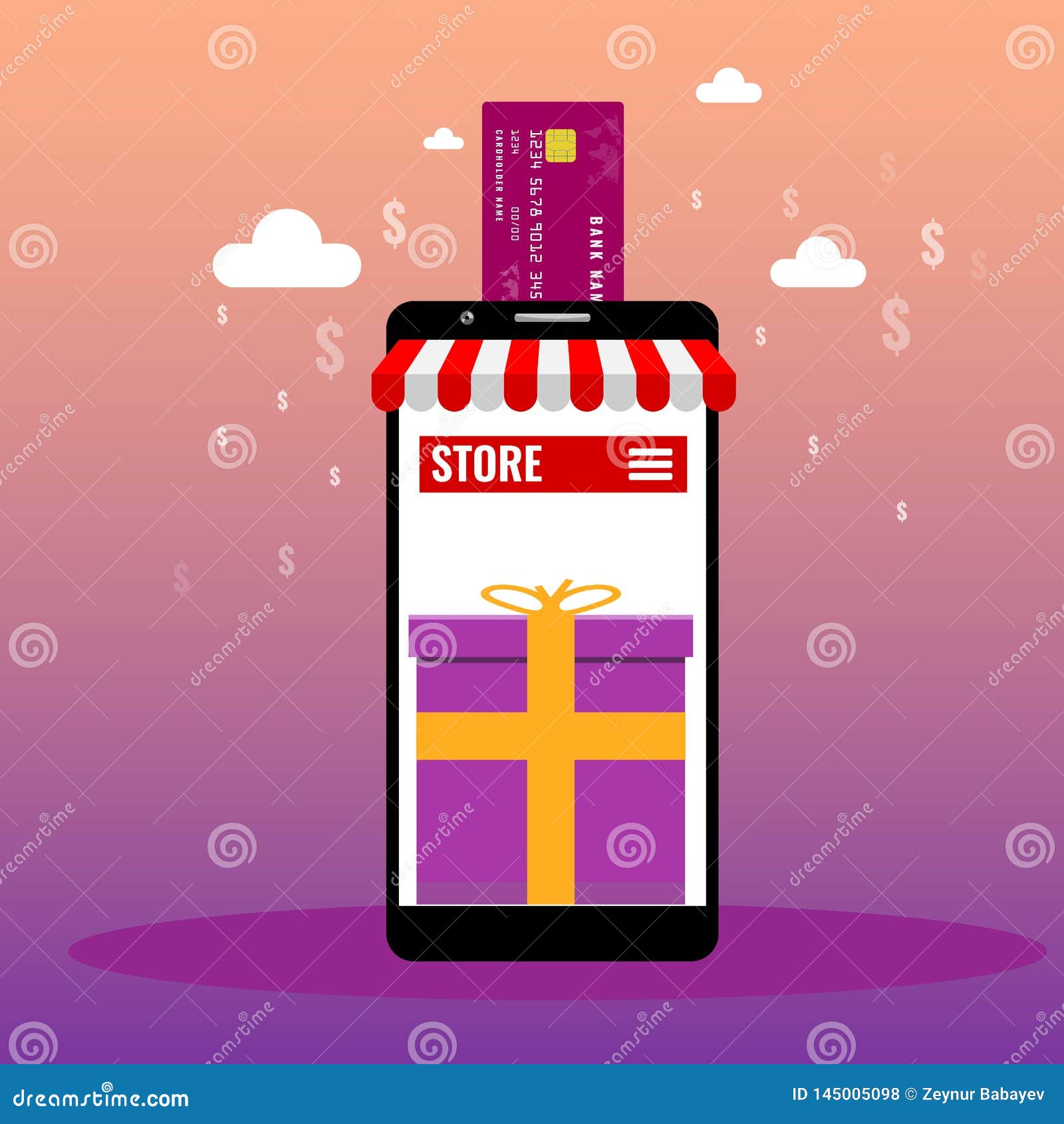 Online Shopping or Online Store Concept Ads Template with Big ...