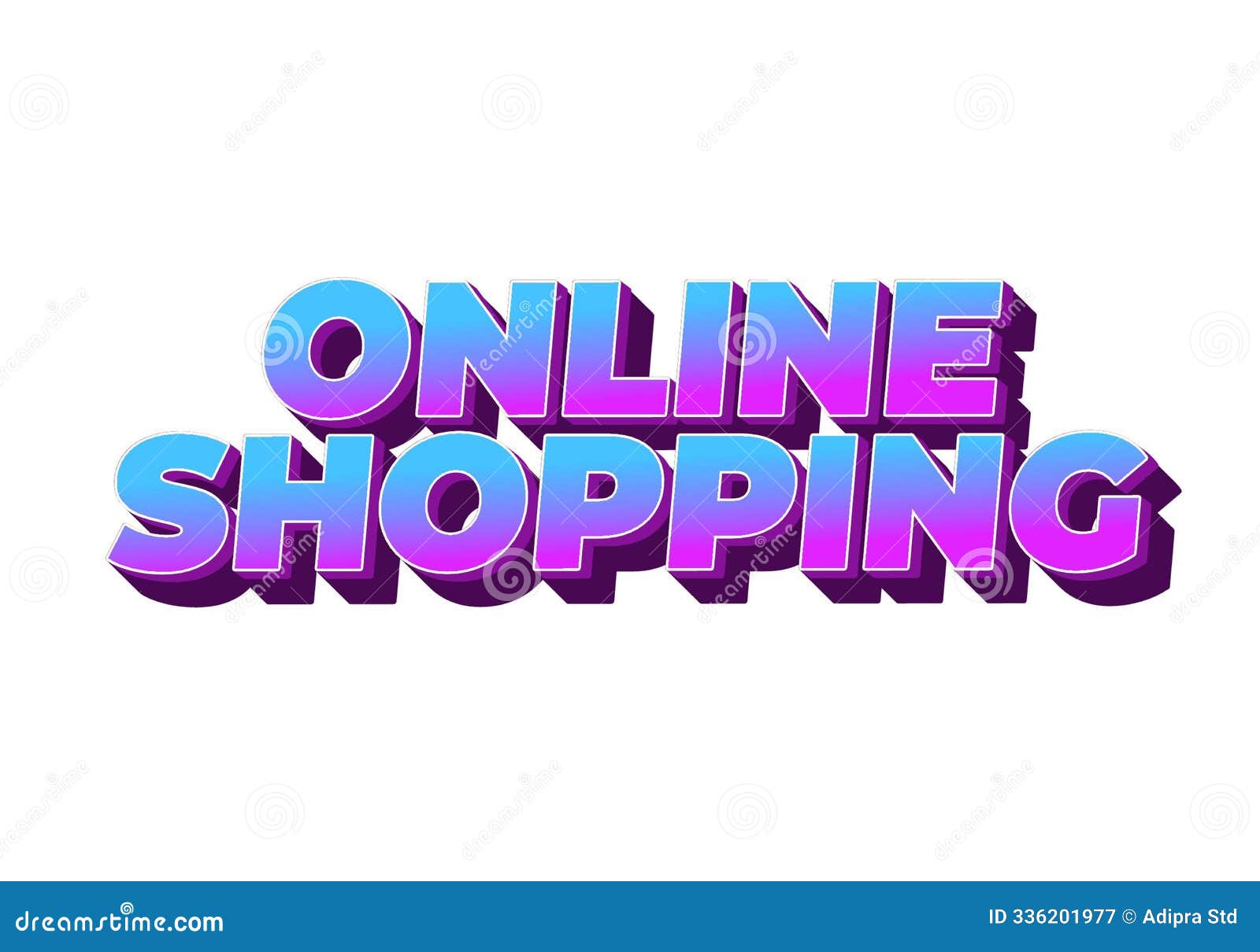 Online Shopping. Text Effect in 3D Style with Modern Colors Stock ...