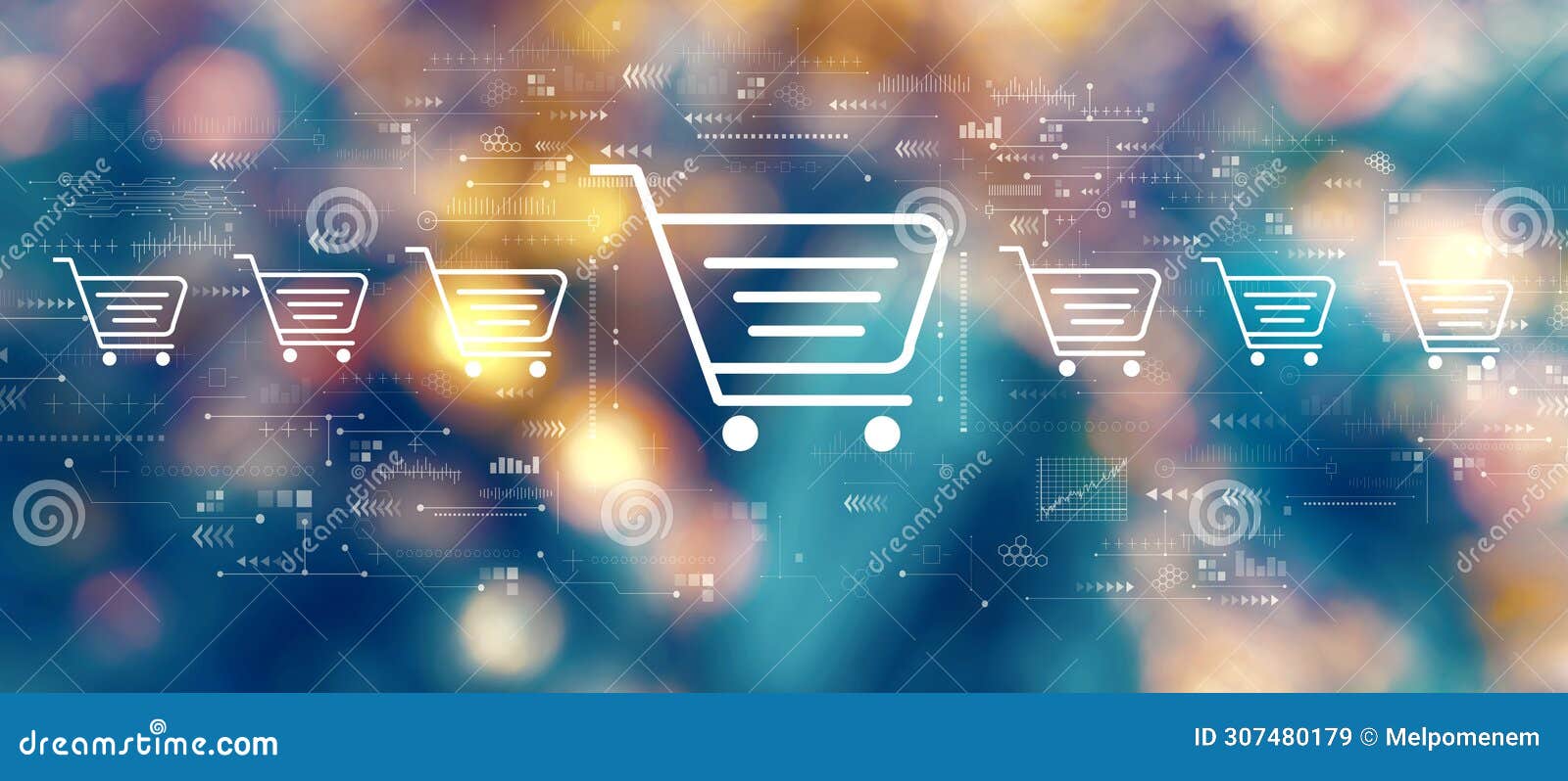 Online Shopping Theme with Blurred City at Night Stock Image - Image of ...