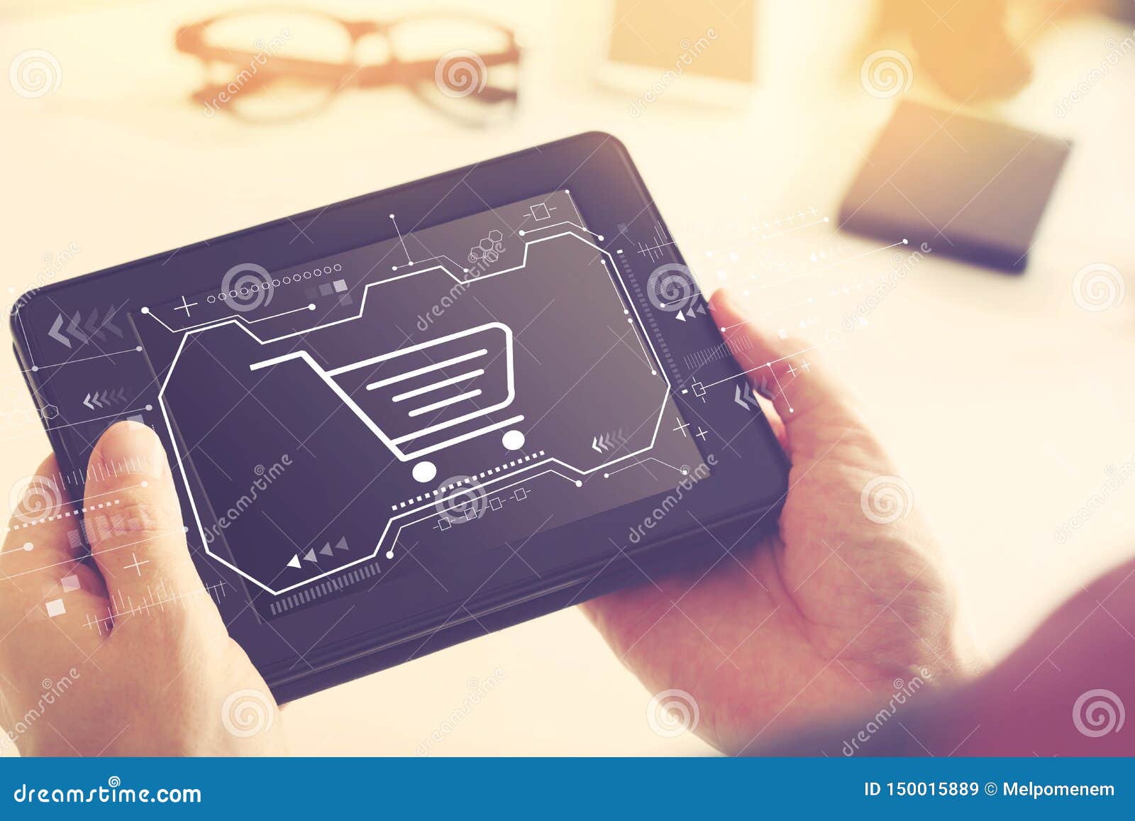 Online Shopping Theme with a Tablet Computer Stock Image - Image of ...