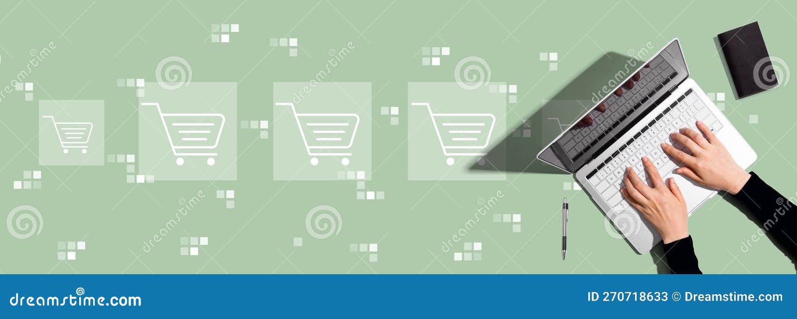 Online Shopping Theme with Person Using Laptop Computer Stock ...