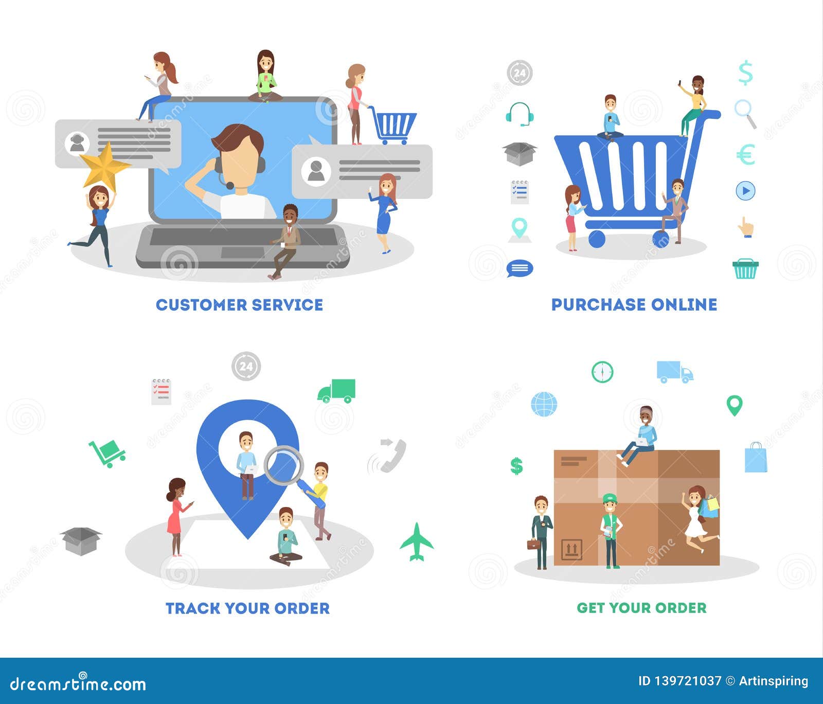 Online Shopping Web Banner Set. Customer Service Stock Vector ... Online Shopping Web Banner Set. Customer Service Stock Vector ...