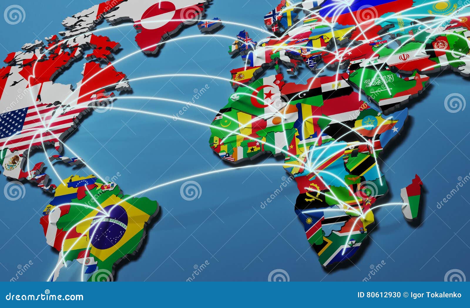Online Shopping in World Map 3d Illustration Stock Illustration ...
