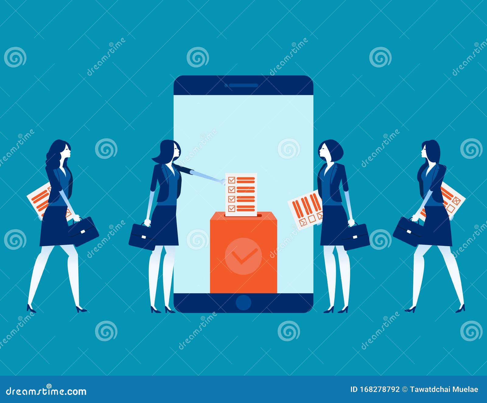 Online Smartphone Screen Voting Box and Voters Making Decisions ...