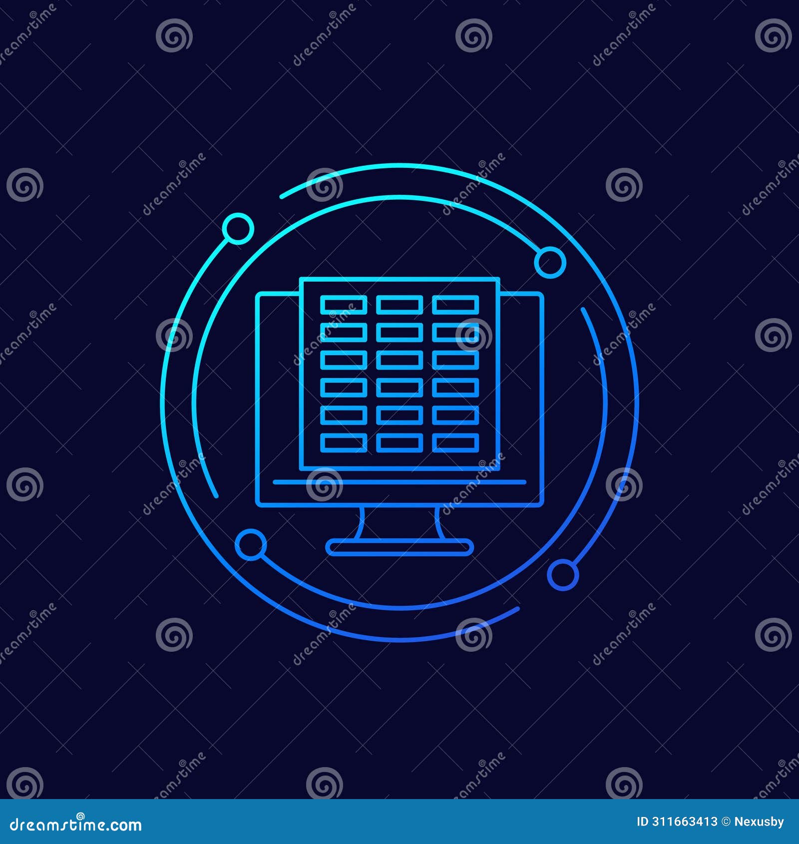 Online Spreadsheets Icon, Linear Design Stock Vector - Illustration of ...