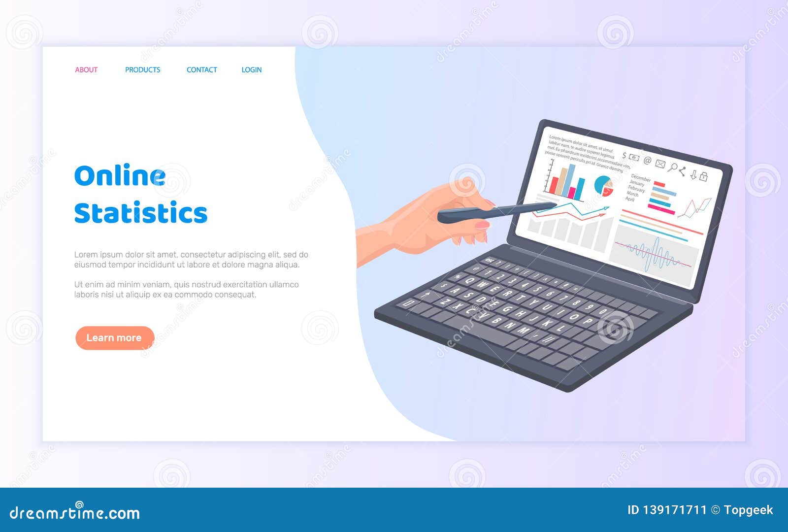 Online Statistics Business Info on Laptop Screen Stock Vector ...