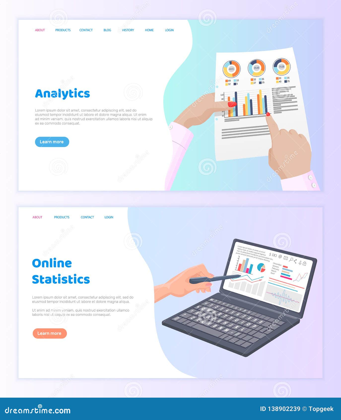 Online Statistics and Printed Documentation Charts Stock Vector ...
