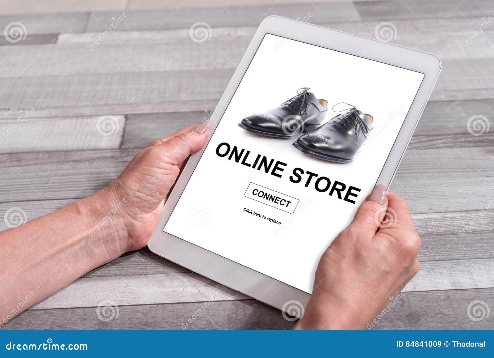 Online Store Concept on a Tablet Stock Image - Image of purchase, hand ...