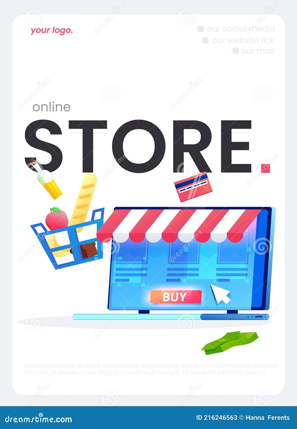 The Online Store Flyer, a Great Design for Any Purposes. Vector Flat ...