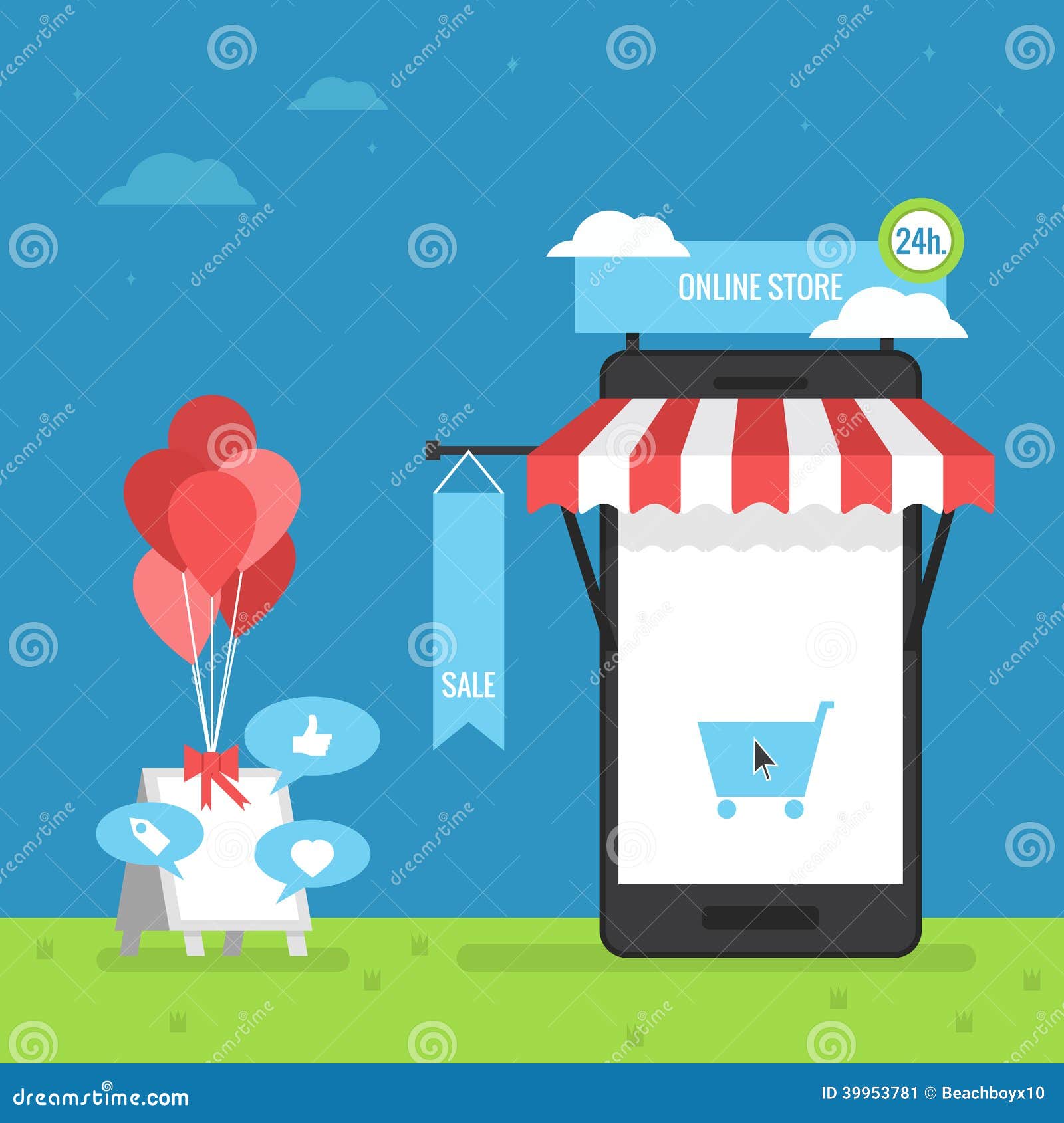 Online store stock illustration. Illustration of cart - 39953781