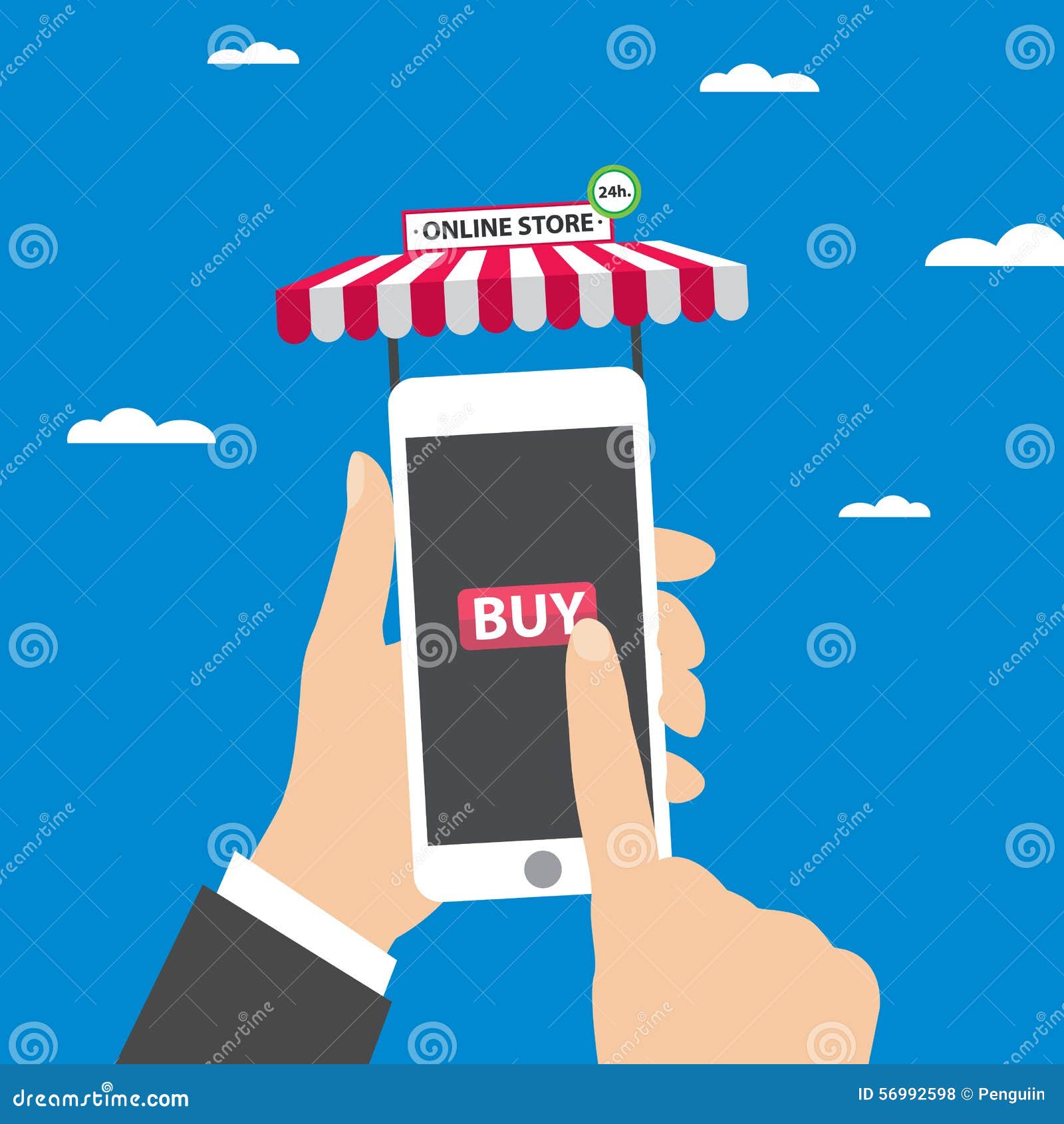 Online Store Mobile Flat Design Stock Vector - Illustration of online ...