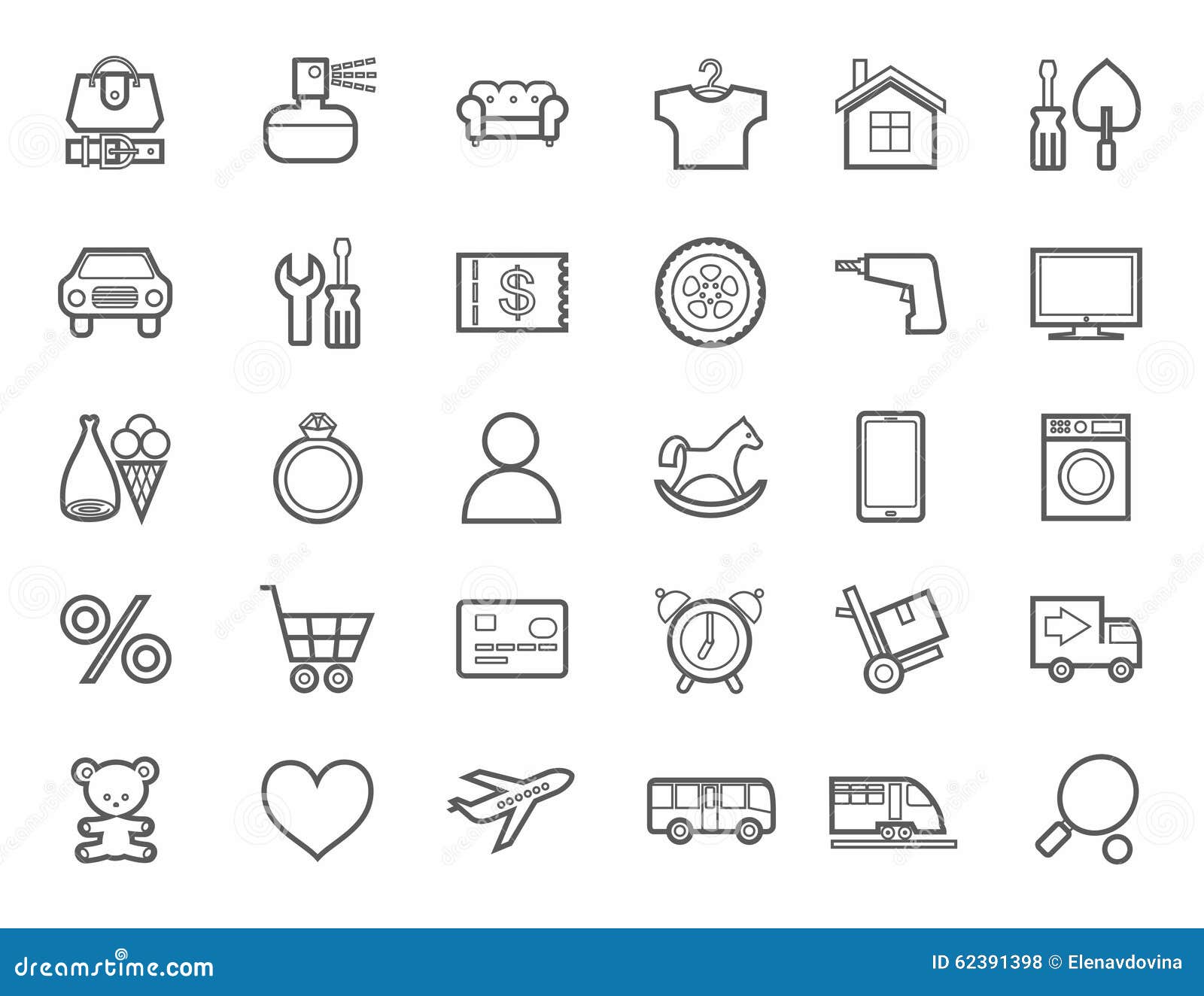 Online Store, Product Categories, Icons, Linear, Monotone. Stock Vector ...