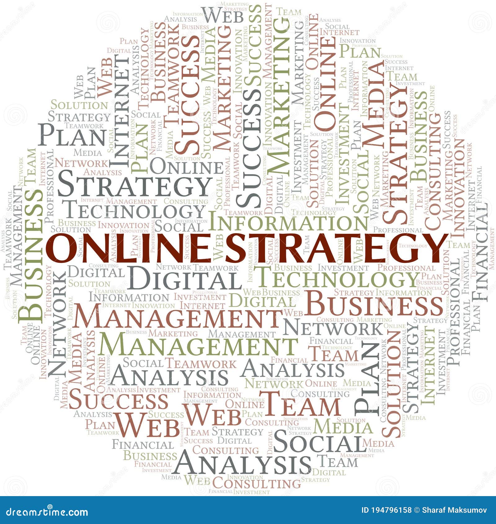 Online Strategy Word Cloud Create with Text only. Stock Illustration ...