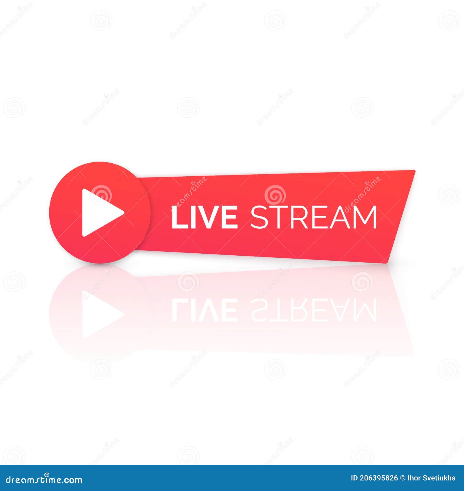 Online Streaming Banner with Reflection. Live Stream Red Icon Stock ...