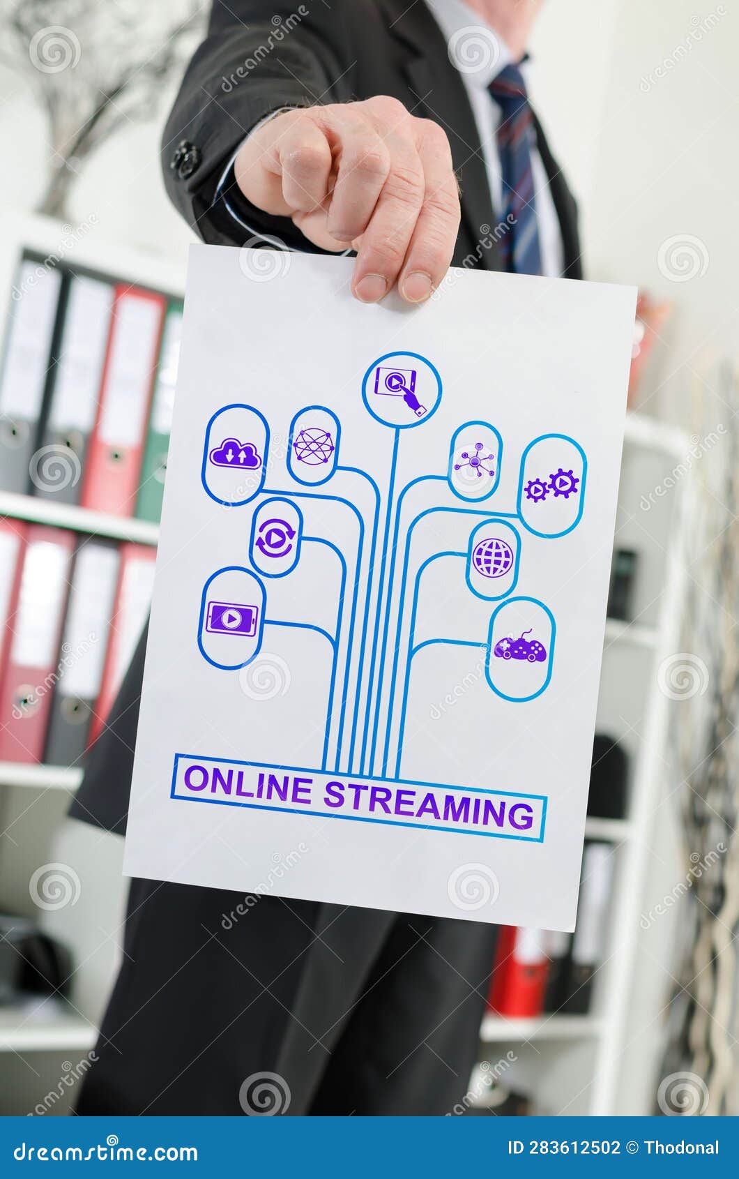 Online Streaming Concept Shown by a Businessman Stock Photo - Image of ...