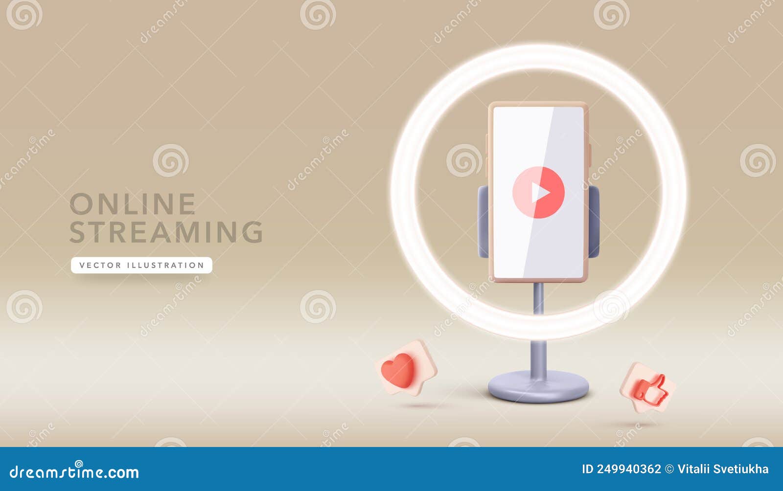 Online Streaming in 3d Realistic Style. Vector Illustration Stock ...