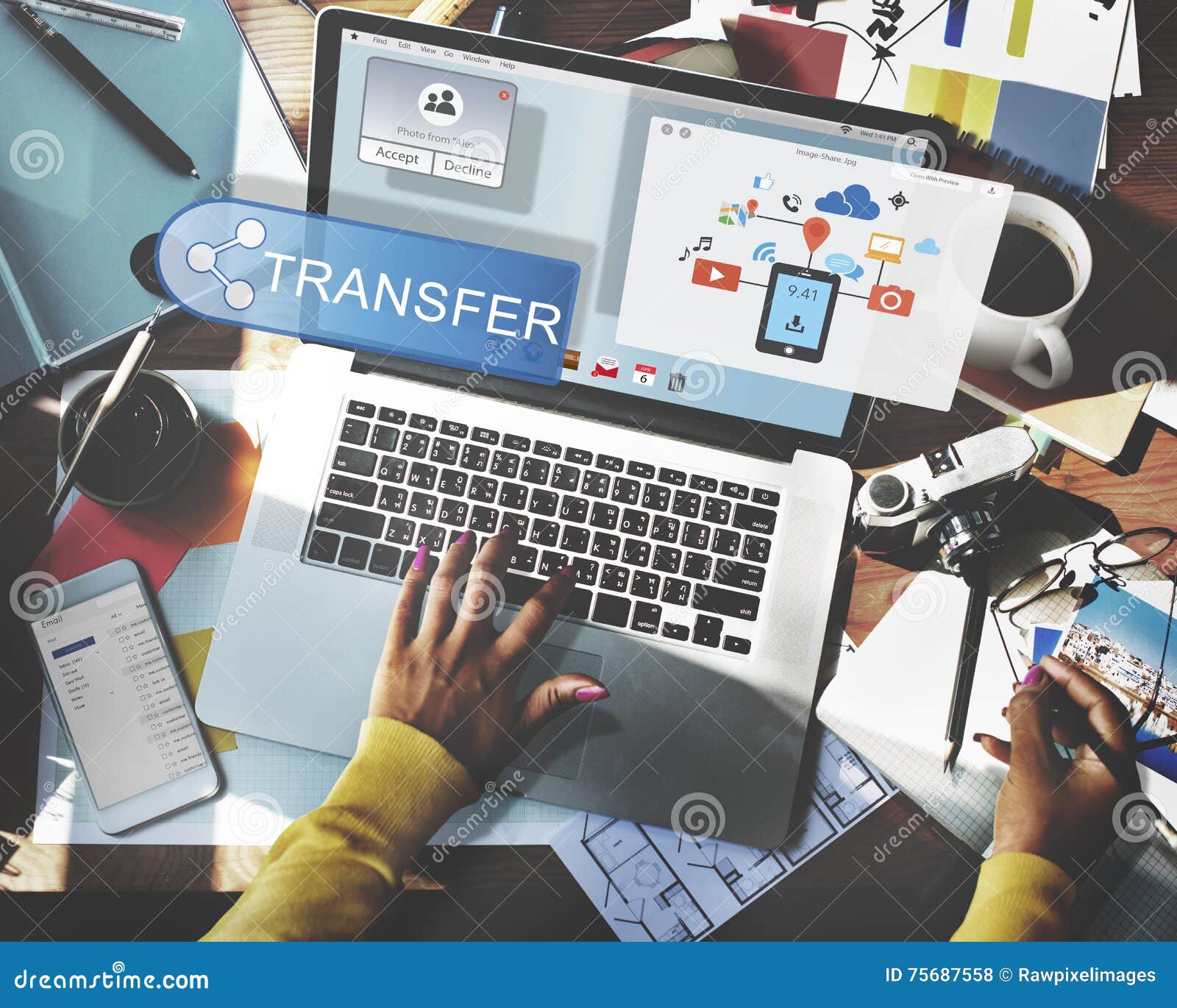 Online Streaming Technology Transfer Wireless Technology Concept Stock ...