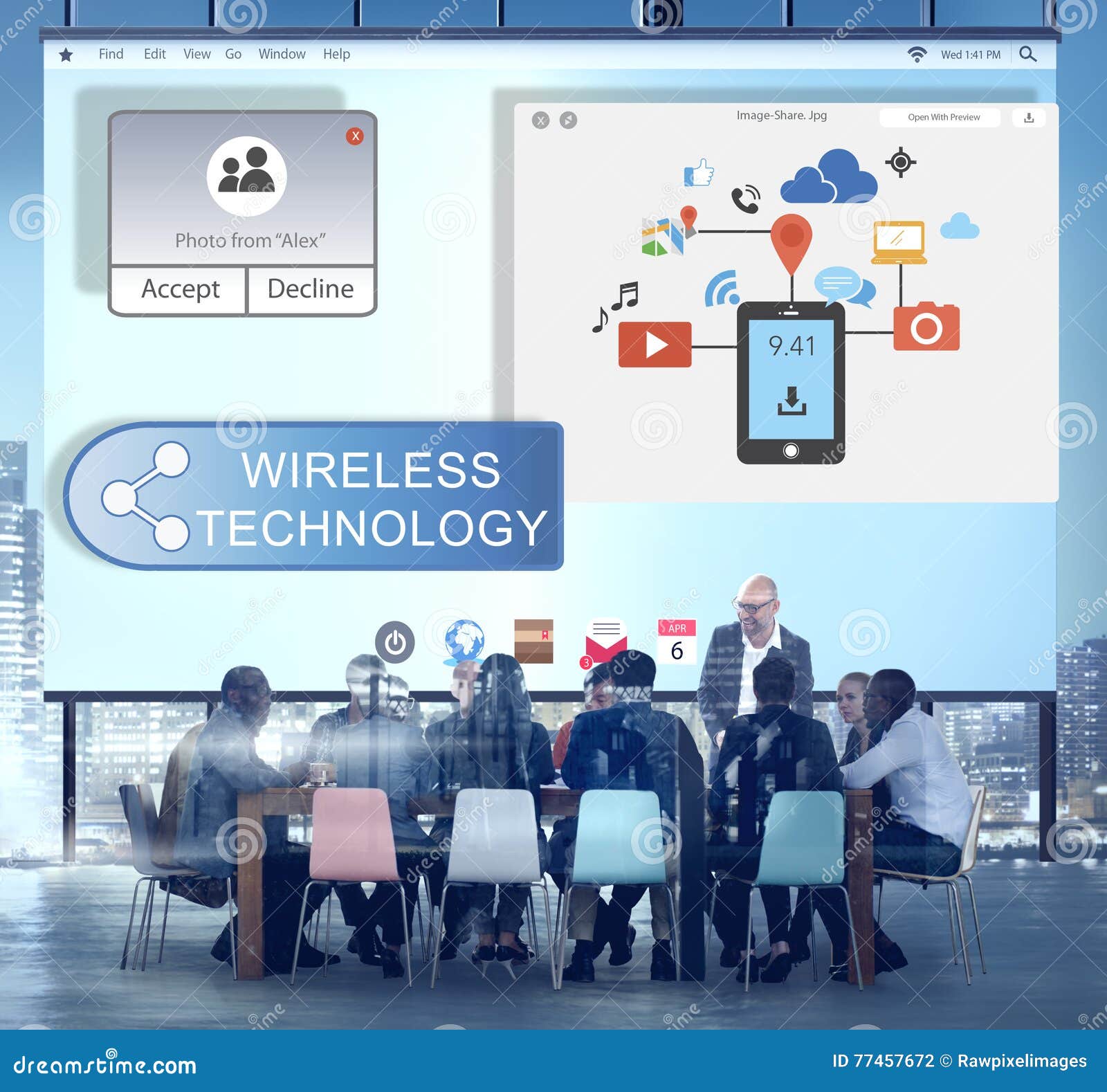 Online Streaming Technology Transfer Wireless Technology Concept Stock ...