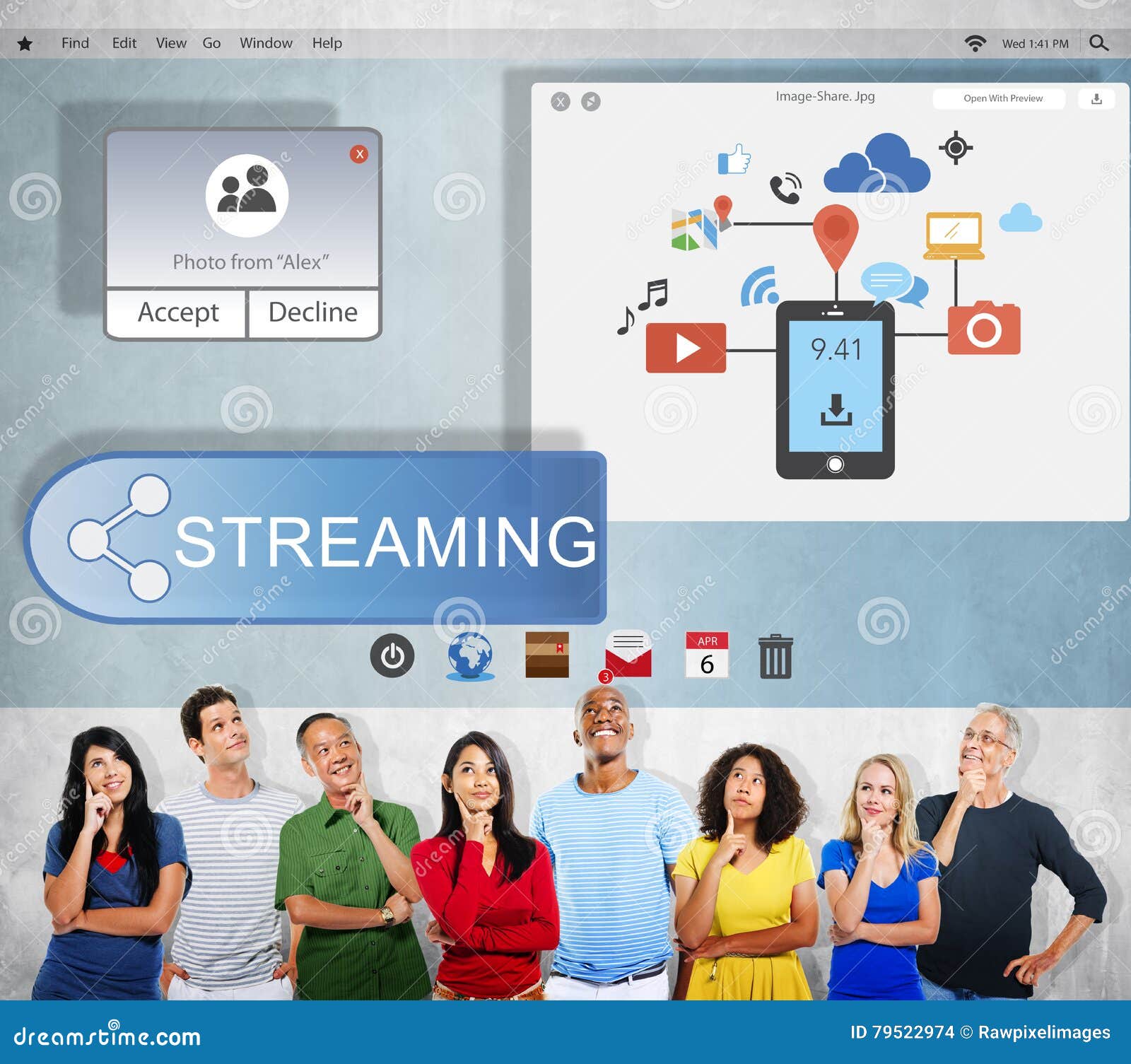 Online Streaming Technology Transfer Wireless Technology Concept Stock ...