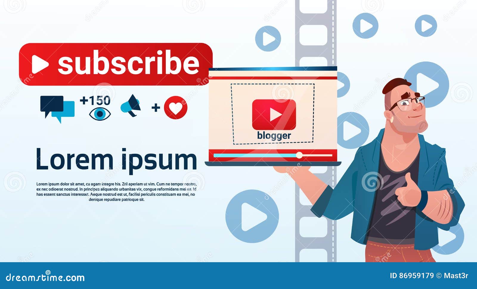 Online Stroom Blogging Van Mensen Tekent De Videoblogger Concept in ...