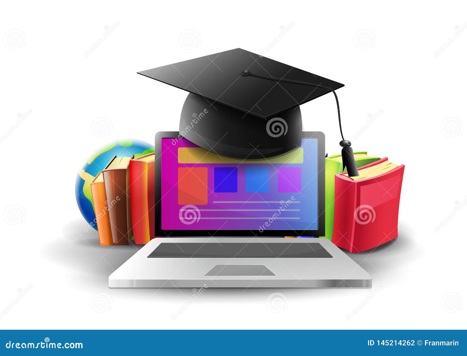Online Studies through a Personal Computer Stock Vector - Illustration ...