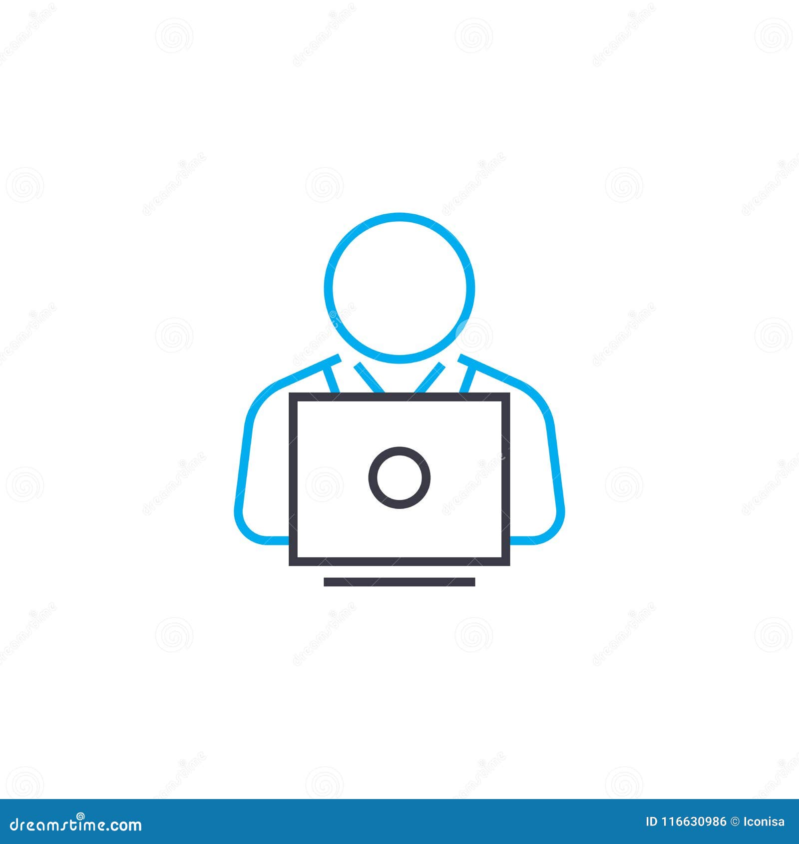 Online Study Vector Thin Line Stroke Icon. Online Study Outline ...