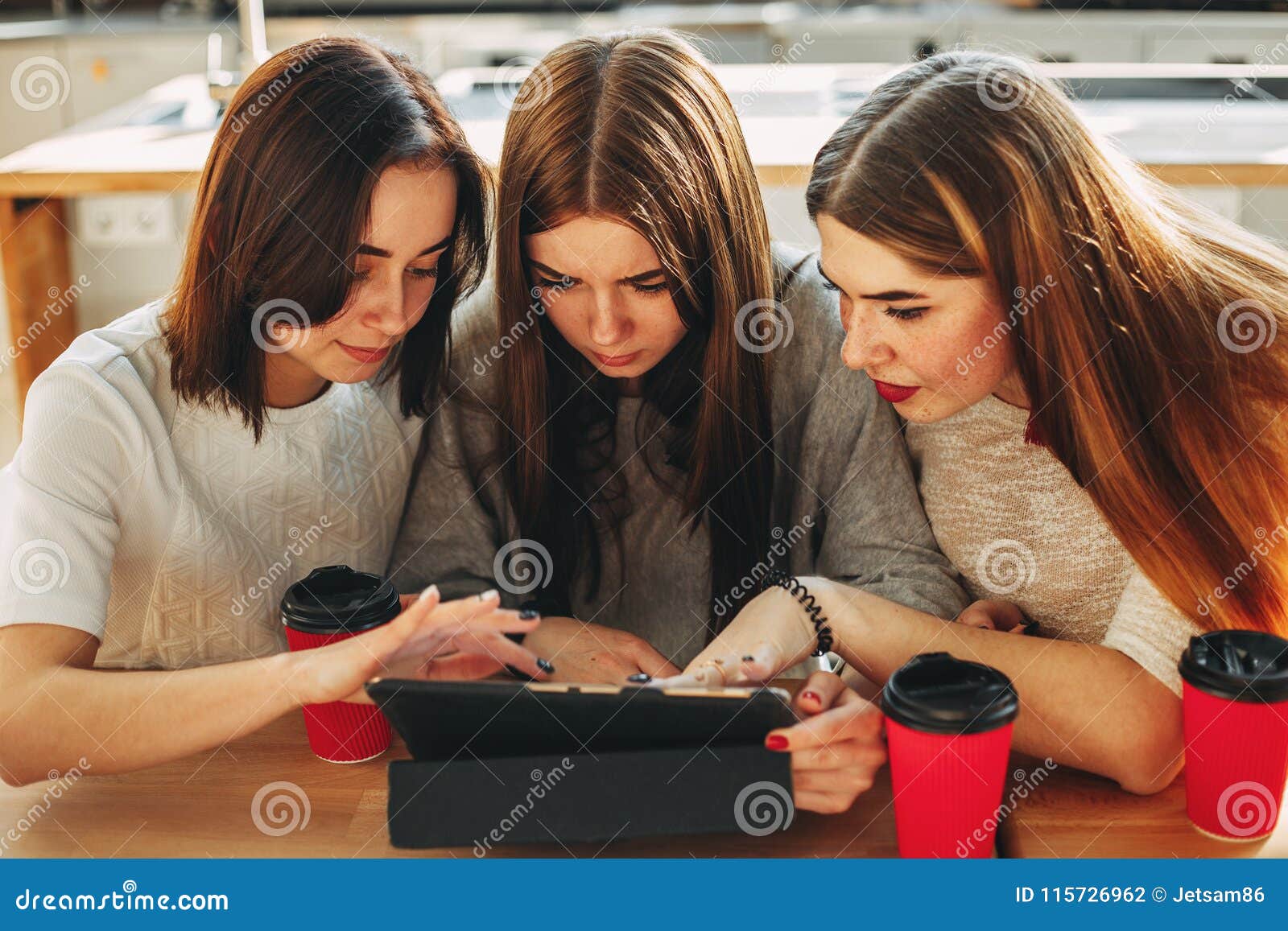 Students Read Carefully Their Task at Tablet Pc Stock Photo - Image of ...