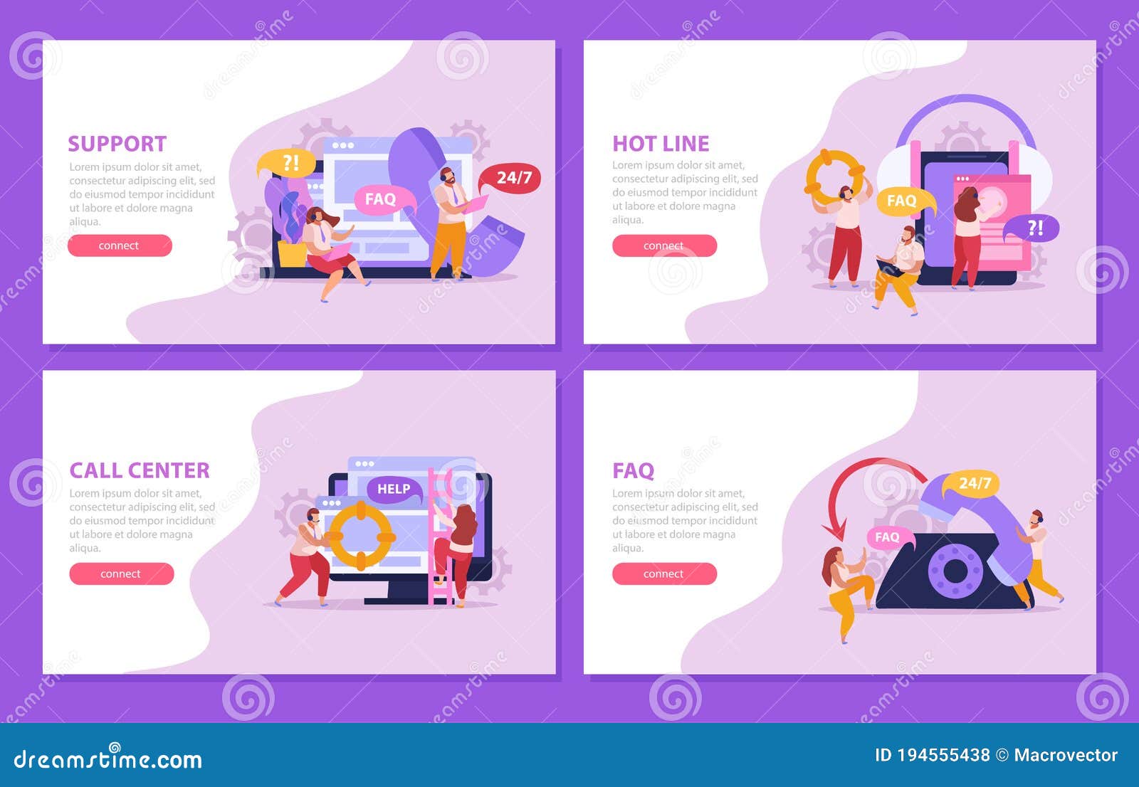 Online Support Banners stock illustration. Illustration of assistance ...