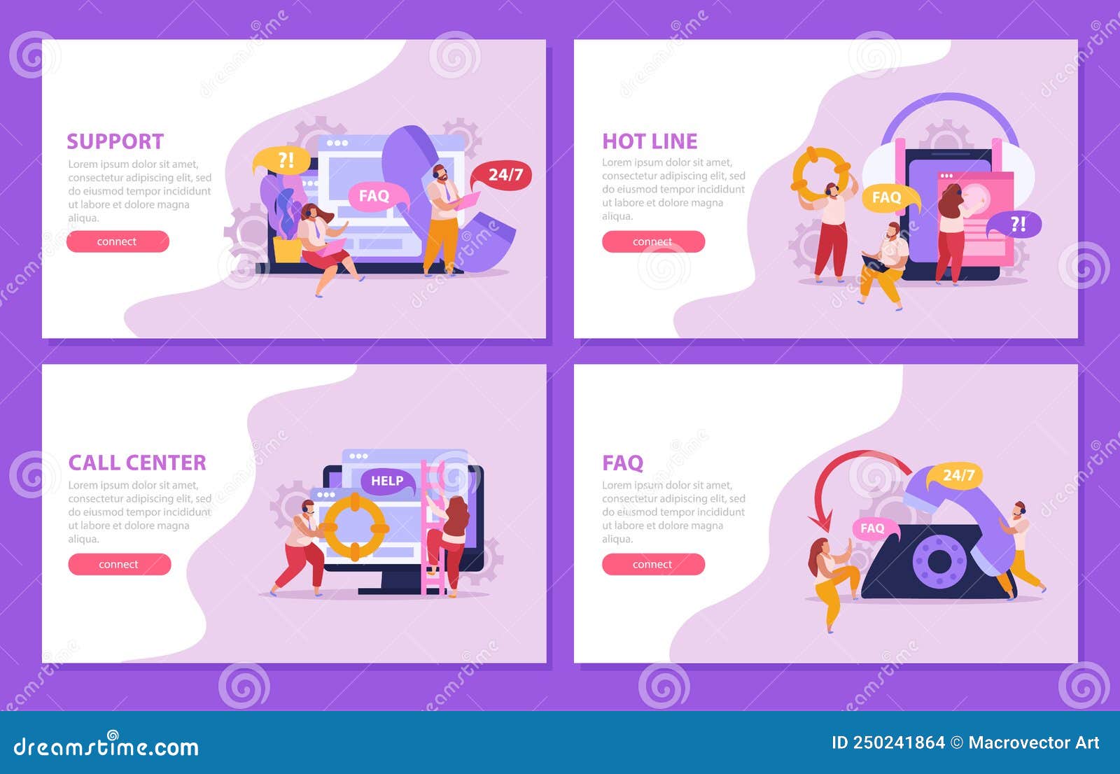 Online Support Banners stock vector. Illustration of collection - 250241864