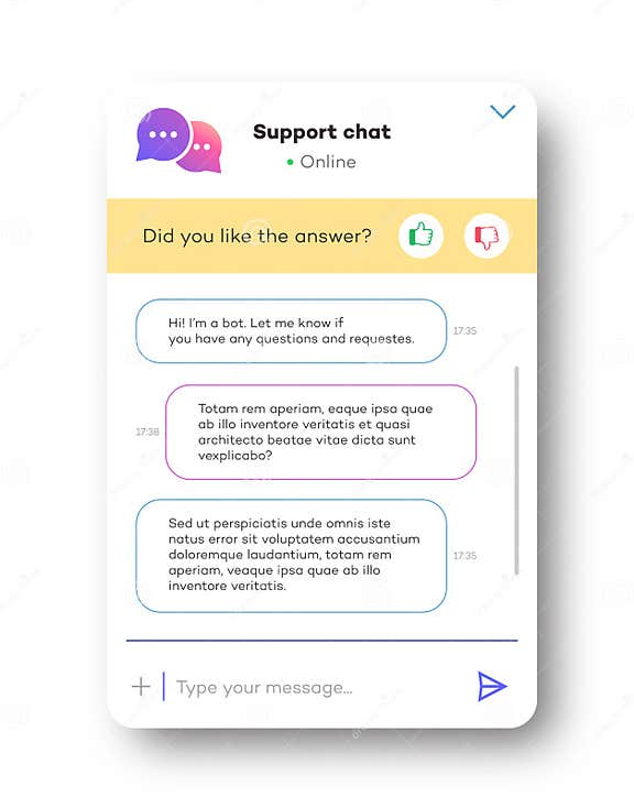 Online Support Bot Chat Window Stock Vector - Illustration of concept ...