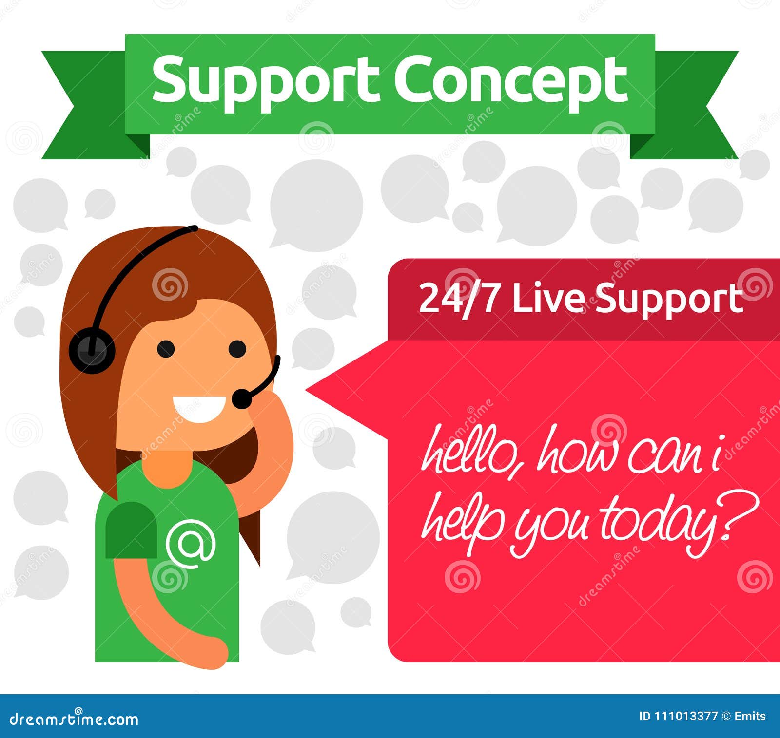 Online Support Chat Assistant Illustration Comcepts Stock Illustration ...