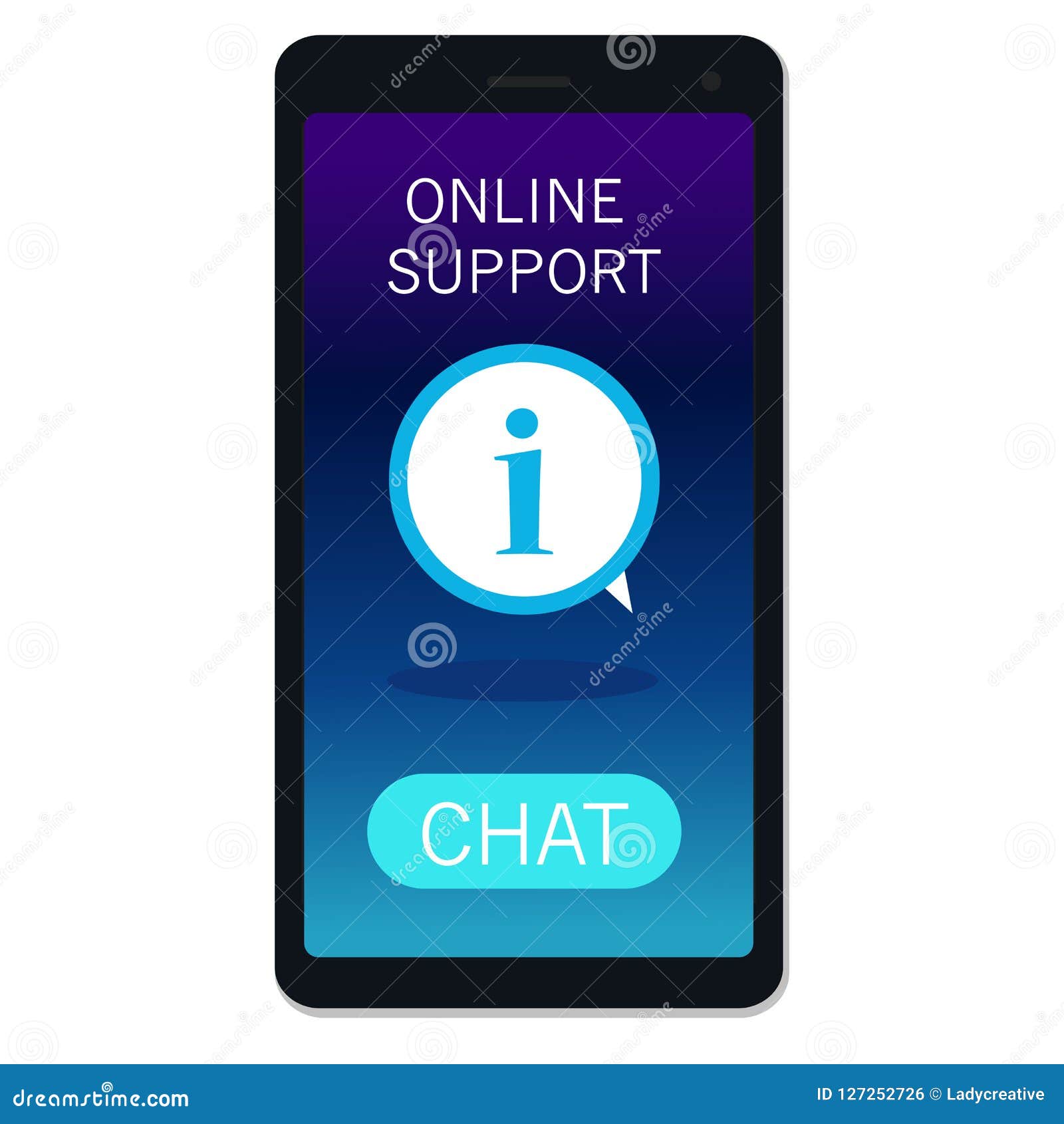 Vector Online Support Concept, Chat Button, Smartphone App Stock Vector ...