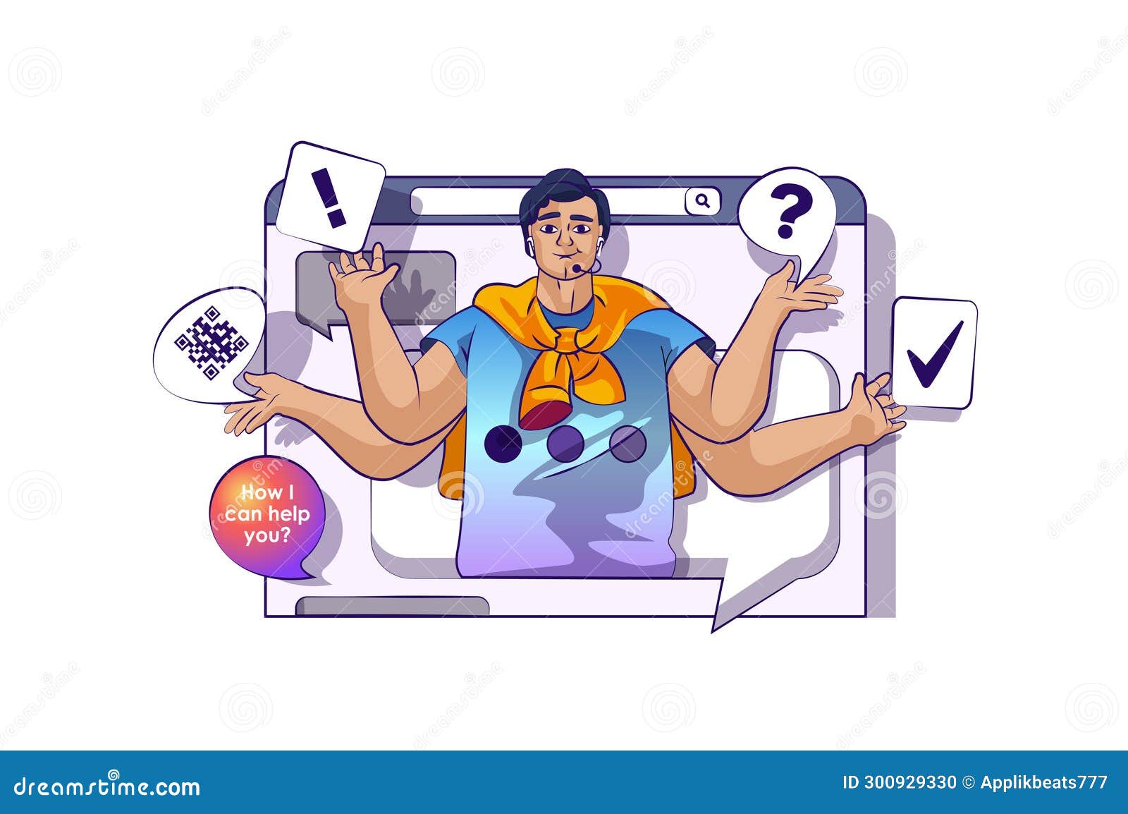 Online Support Concept with People Scene in Flat Cartoon Design for Web ...