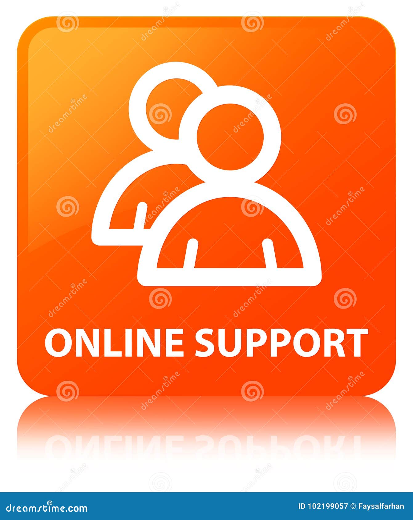 Online Support (group Icon) Orange Square Button Stock Illustration ...