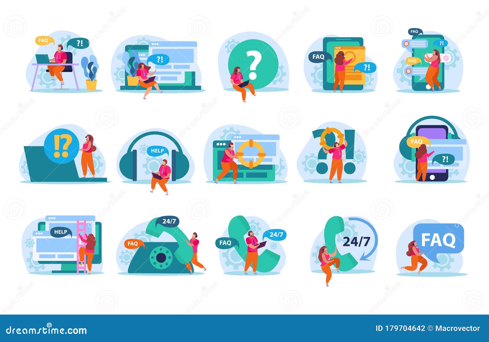Online Support Icons Set stock vector. Illustration of email - 179704642