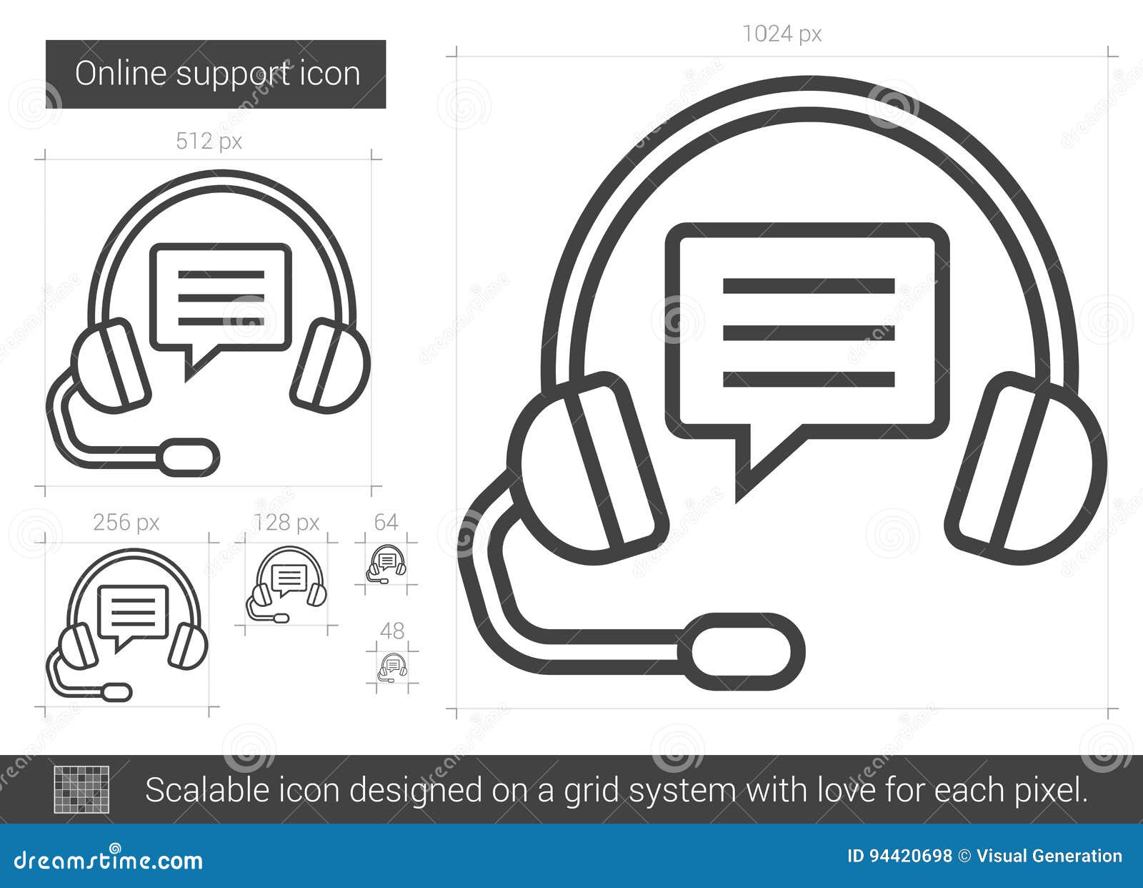 Online support line icon. stock vector. Illustration of design - 94420698