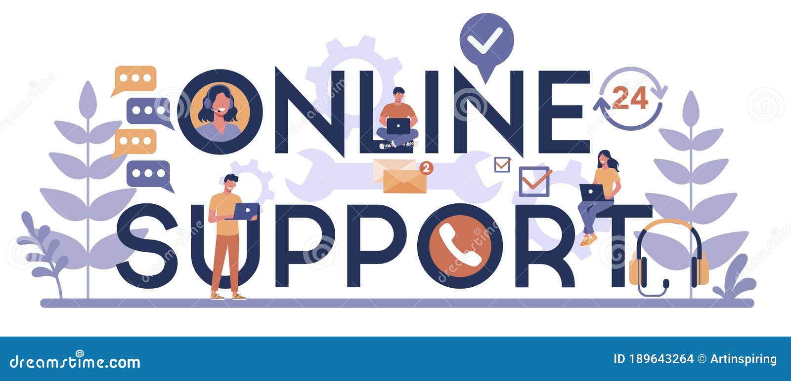 Online Support Typographic Header Concept. Idea of Customer Service ...