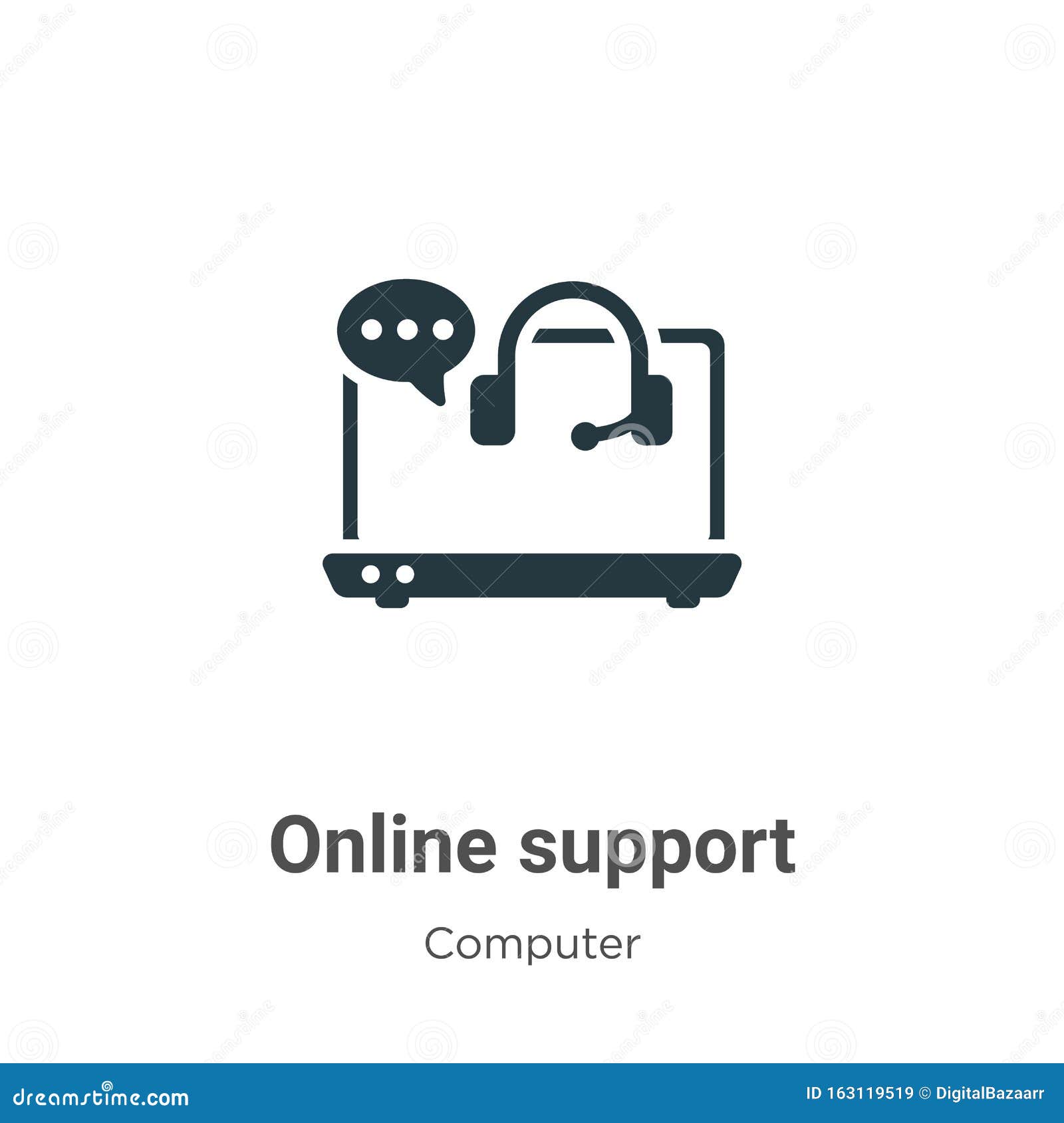 Online Support Vector Icon on White Background. Flat Vector Online ...