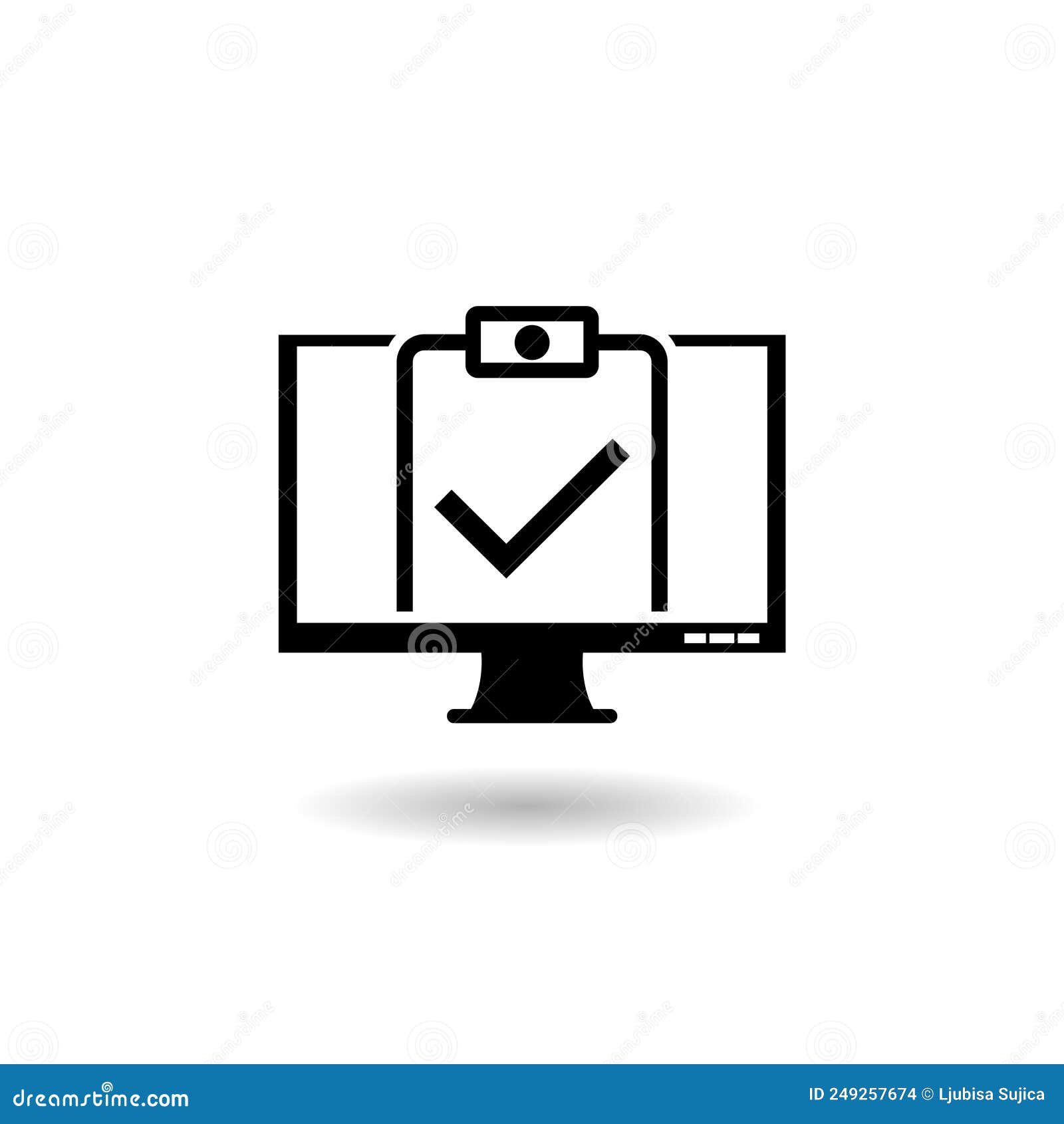 Online Survey Check List Form on Computer Logo with Shadow Stock Vector ...