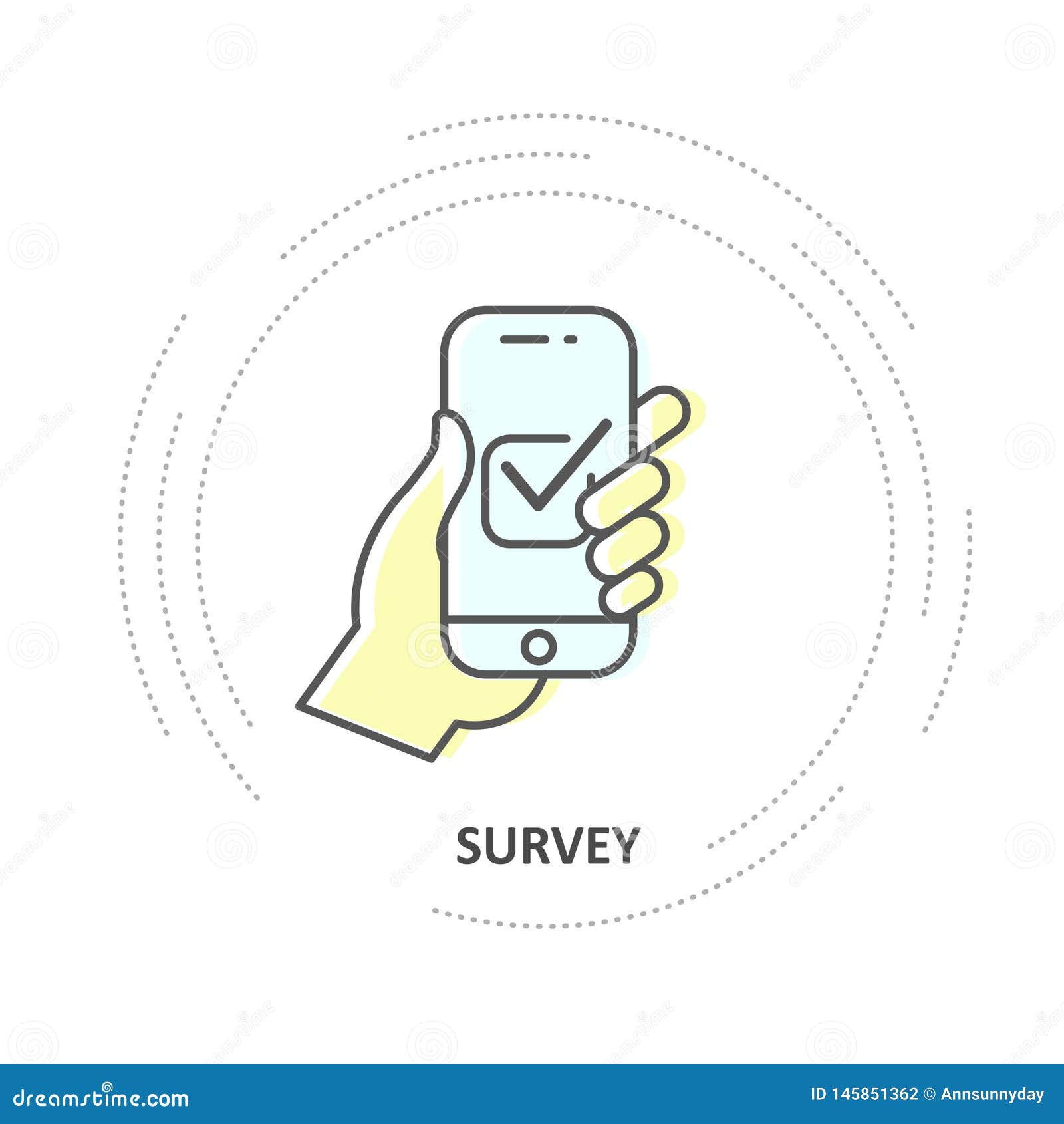 Online Survey - Checkbox on Smartphone Screen, Hand Holds Smartphone ...