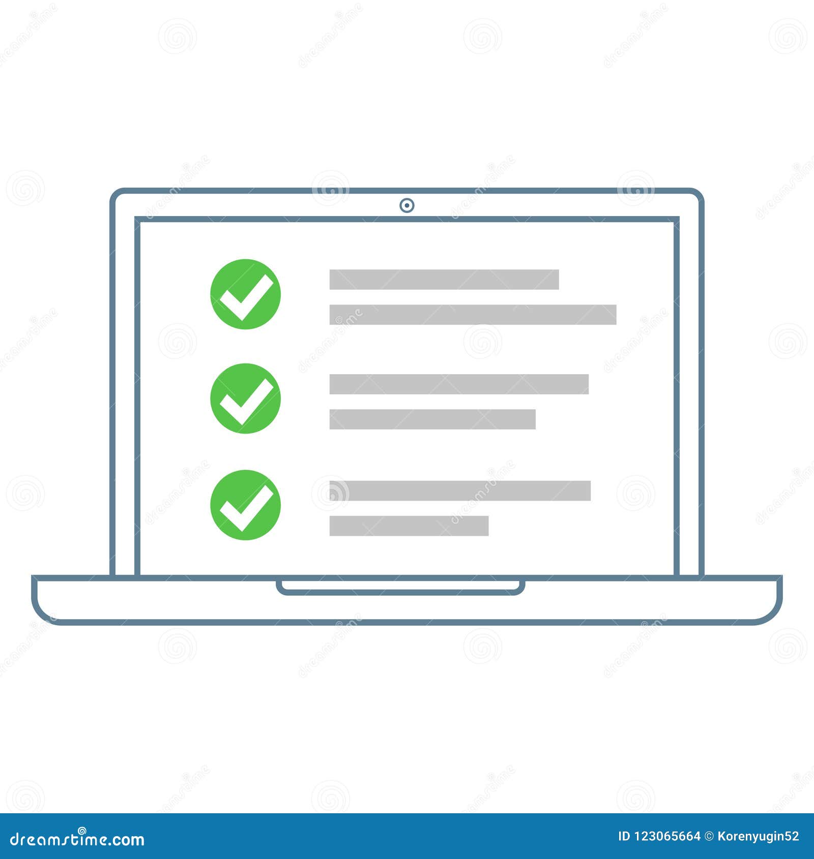 Checklist On Laptop Display, Checkboxes With Check Mark. List Of ...