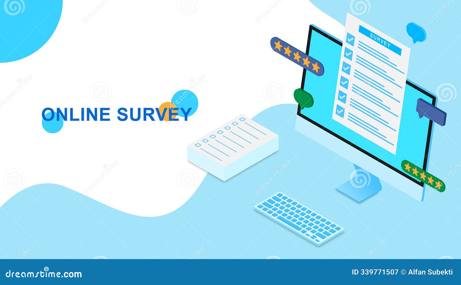 Online Survey Concept with Computer and Stack of Paper Documents Stock ...