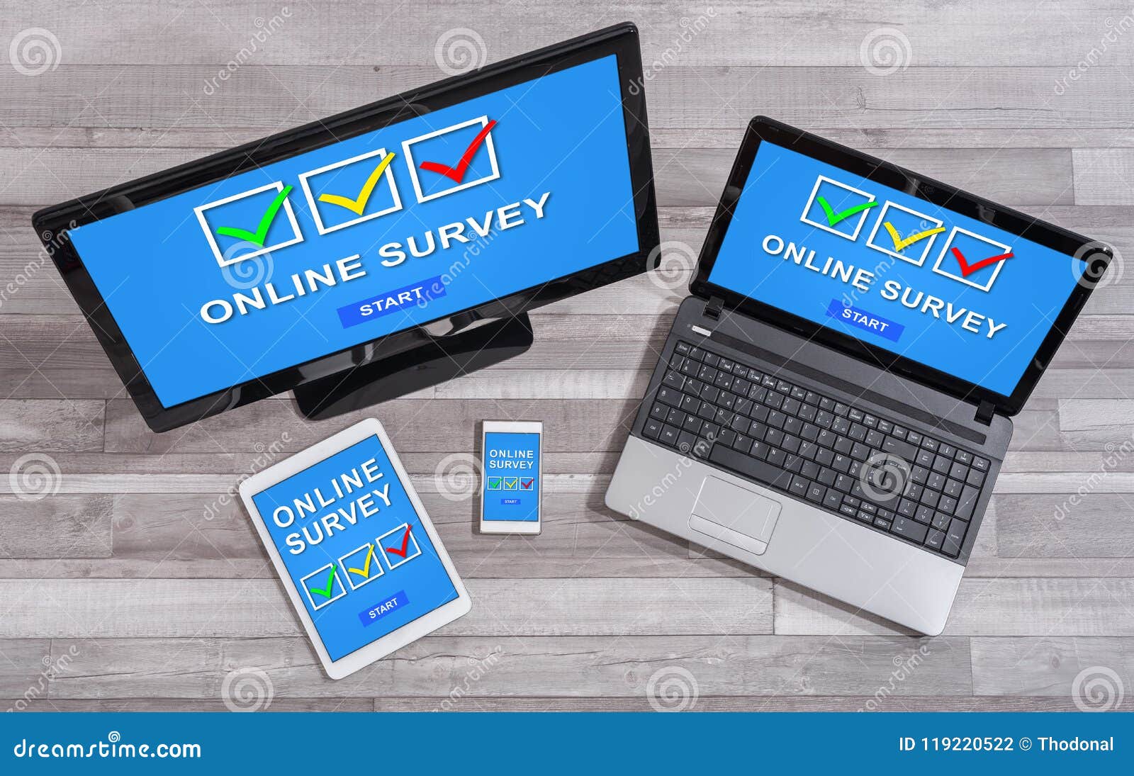 Online Survey Concept on Different Devices Stock Photo - Image of ...