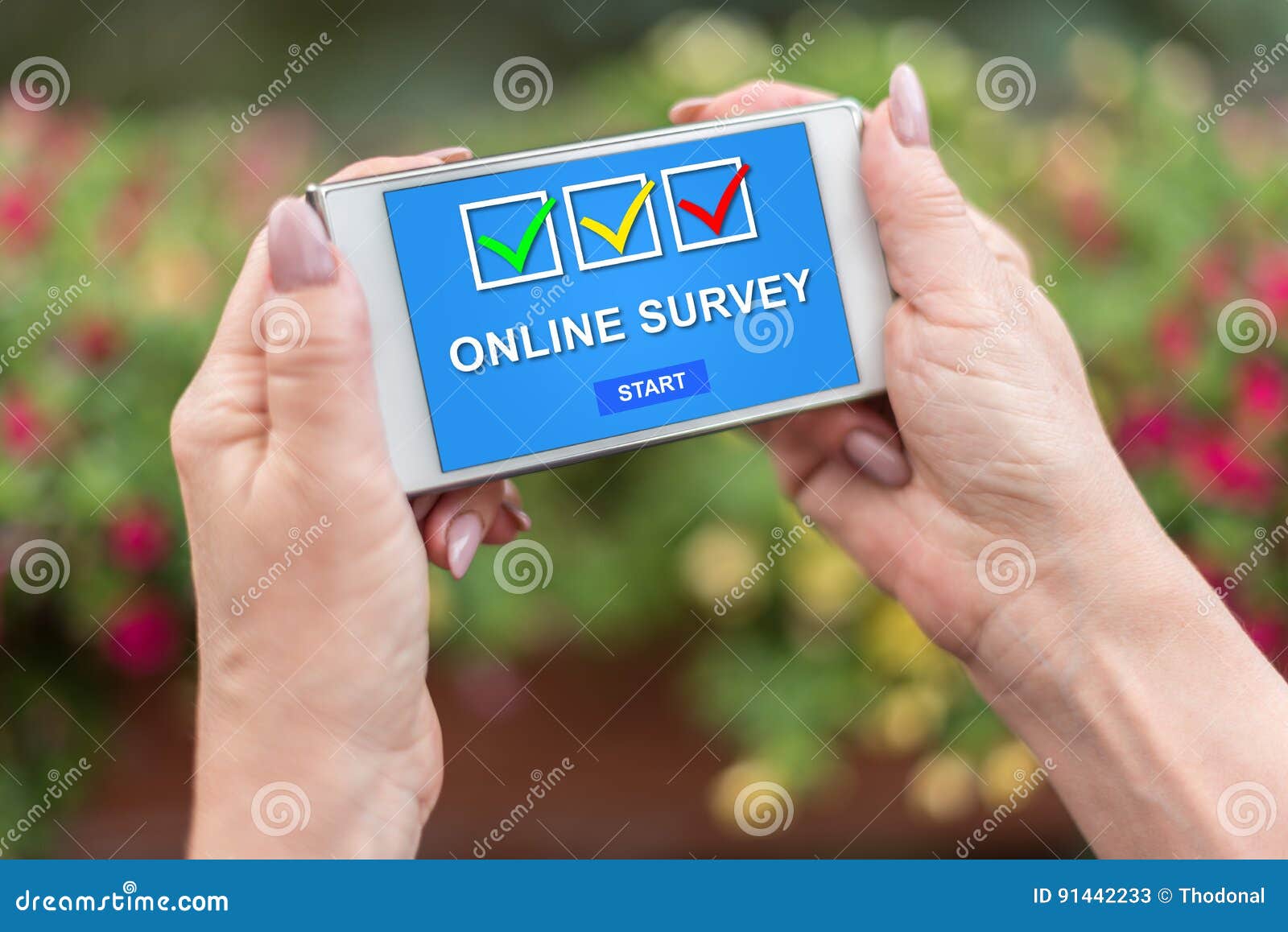 Online Survey Concept on a Smartphone Stock Image - Image of question ...