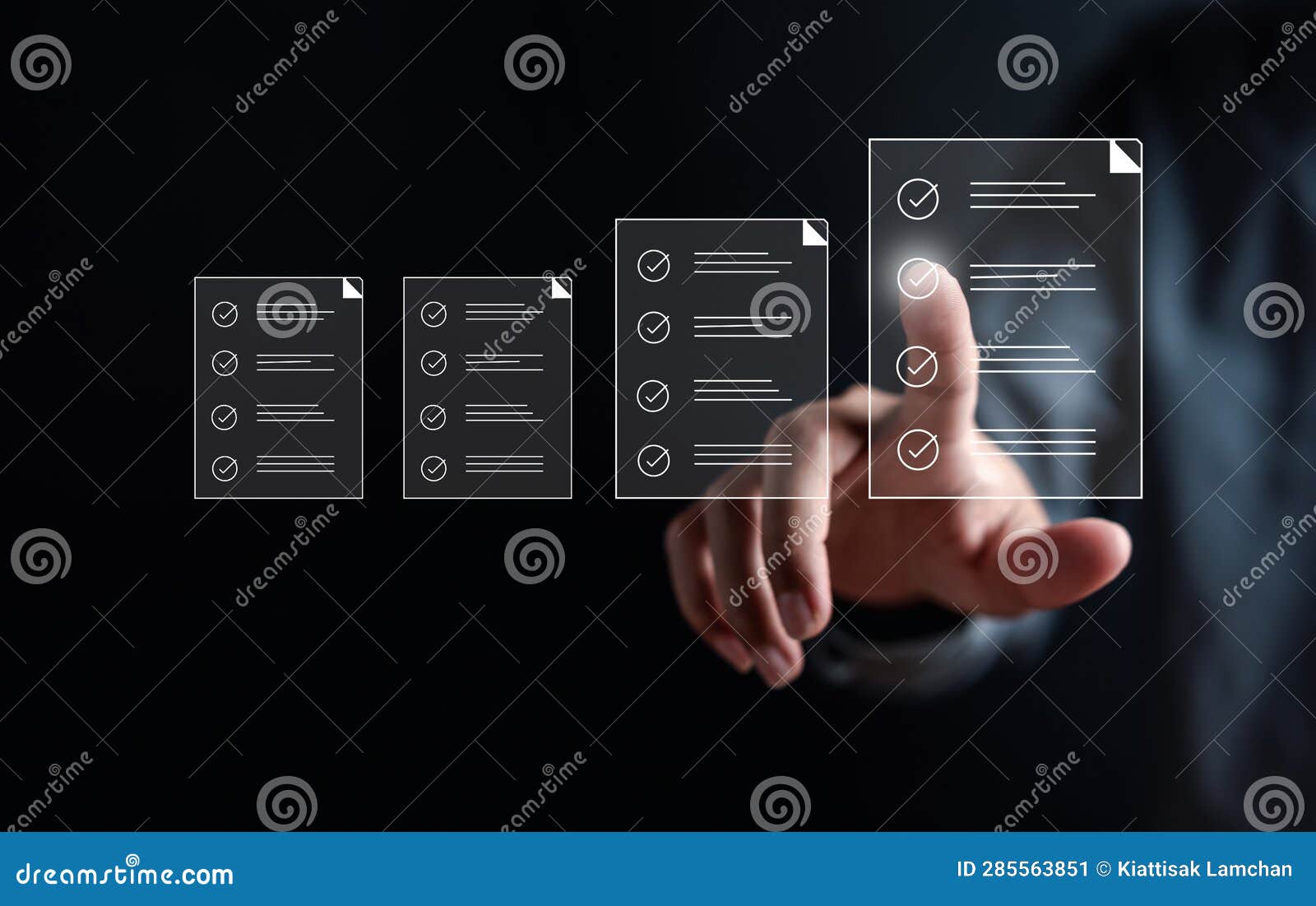 Online Survey Filling Out and Digital Form Checklist by Laptop Computer ...